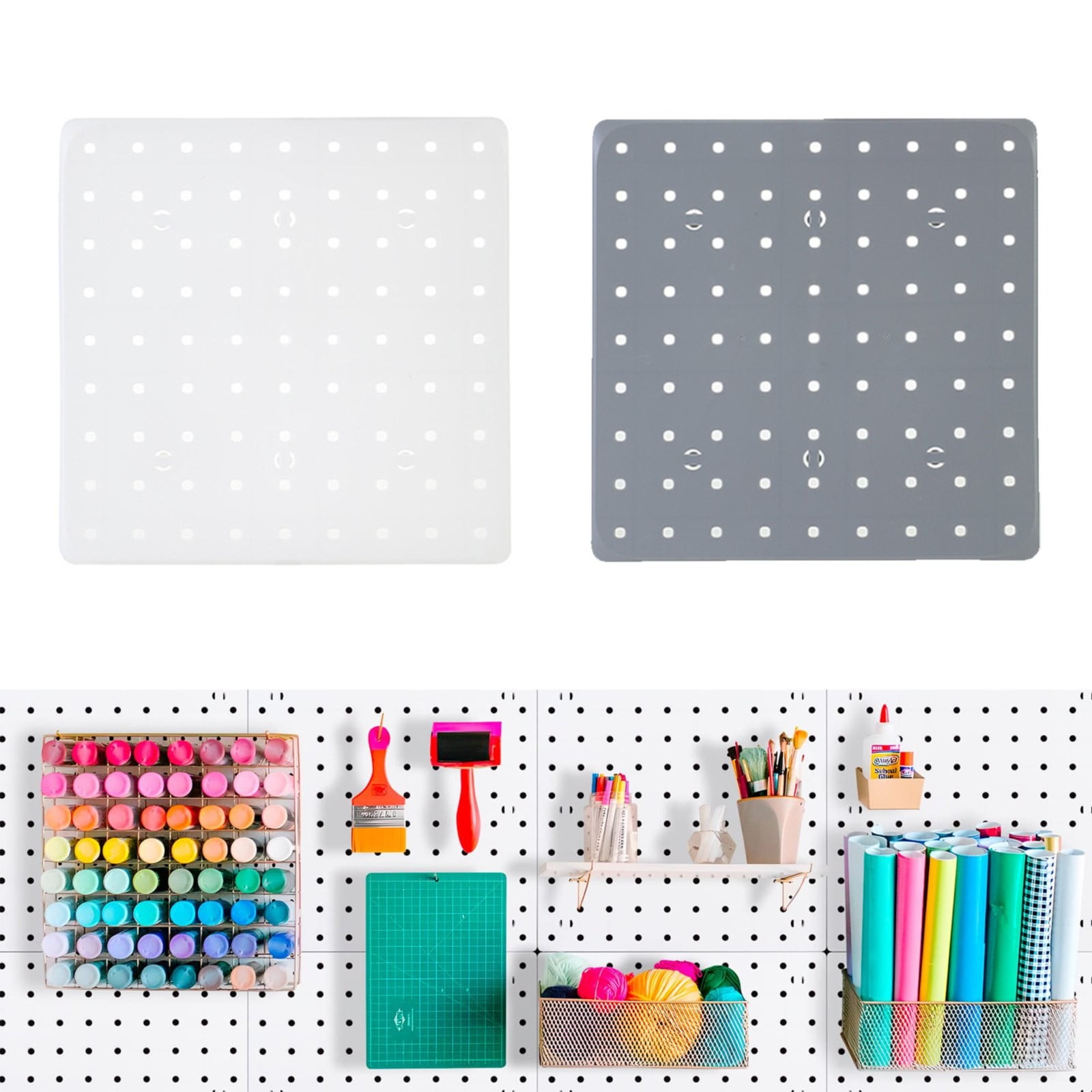 Lusxy Pegboard Wall Organizer Metal Pegboard Panels Black Pegboards ...