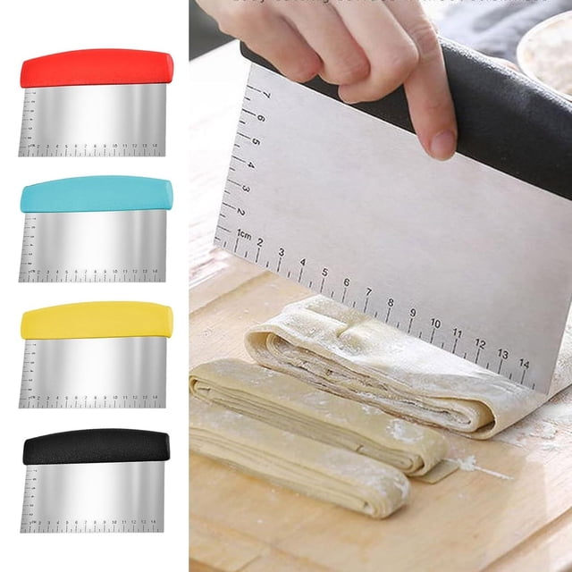 Lusxy Premium Stainless Steel Dough Cutter and Scraper, Bench Scraper ...