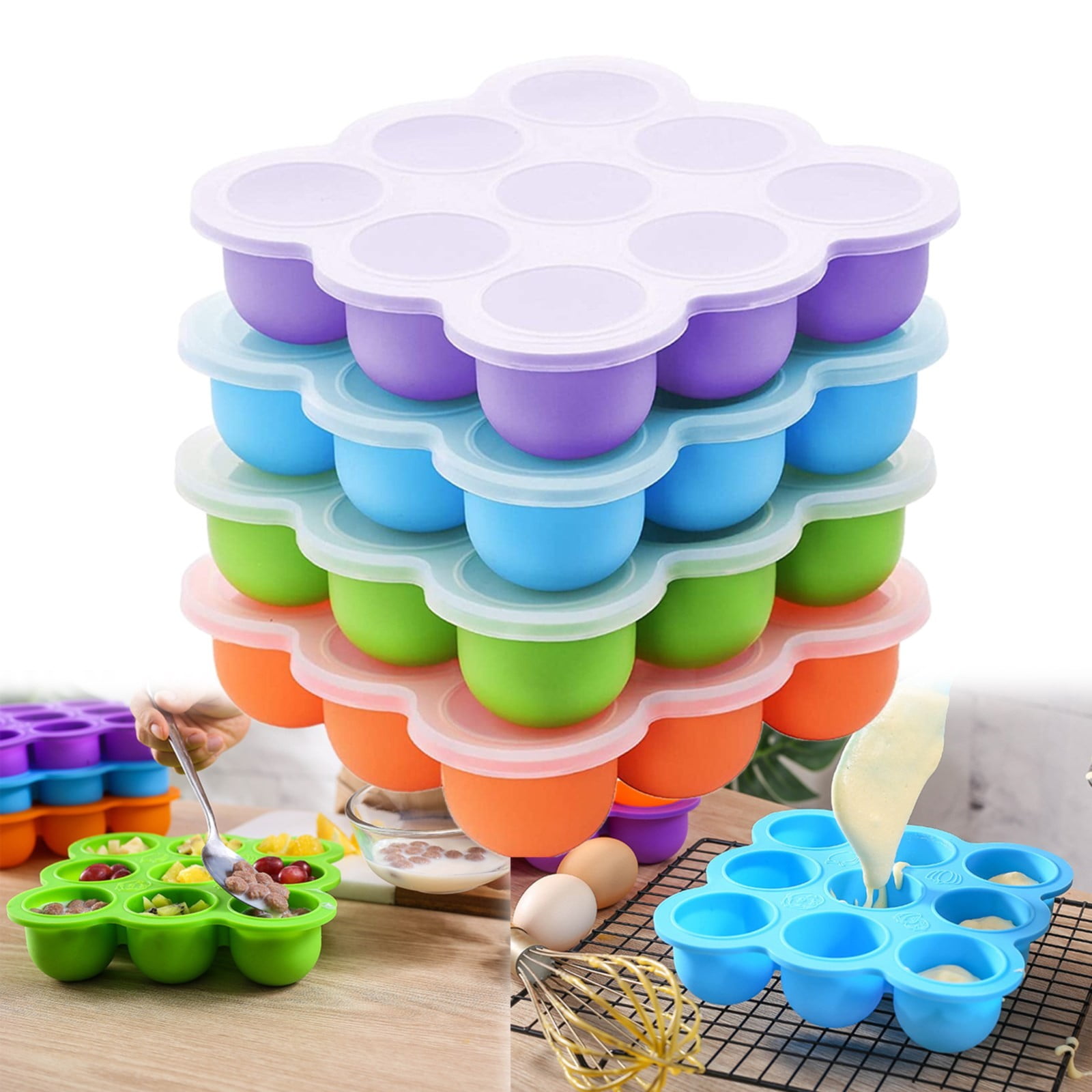 Lusxy Silicone Freezer Molds Premium Silicone Baby Food Freezer Storage ...