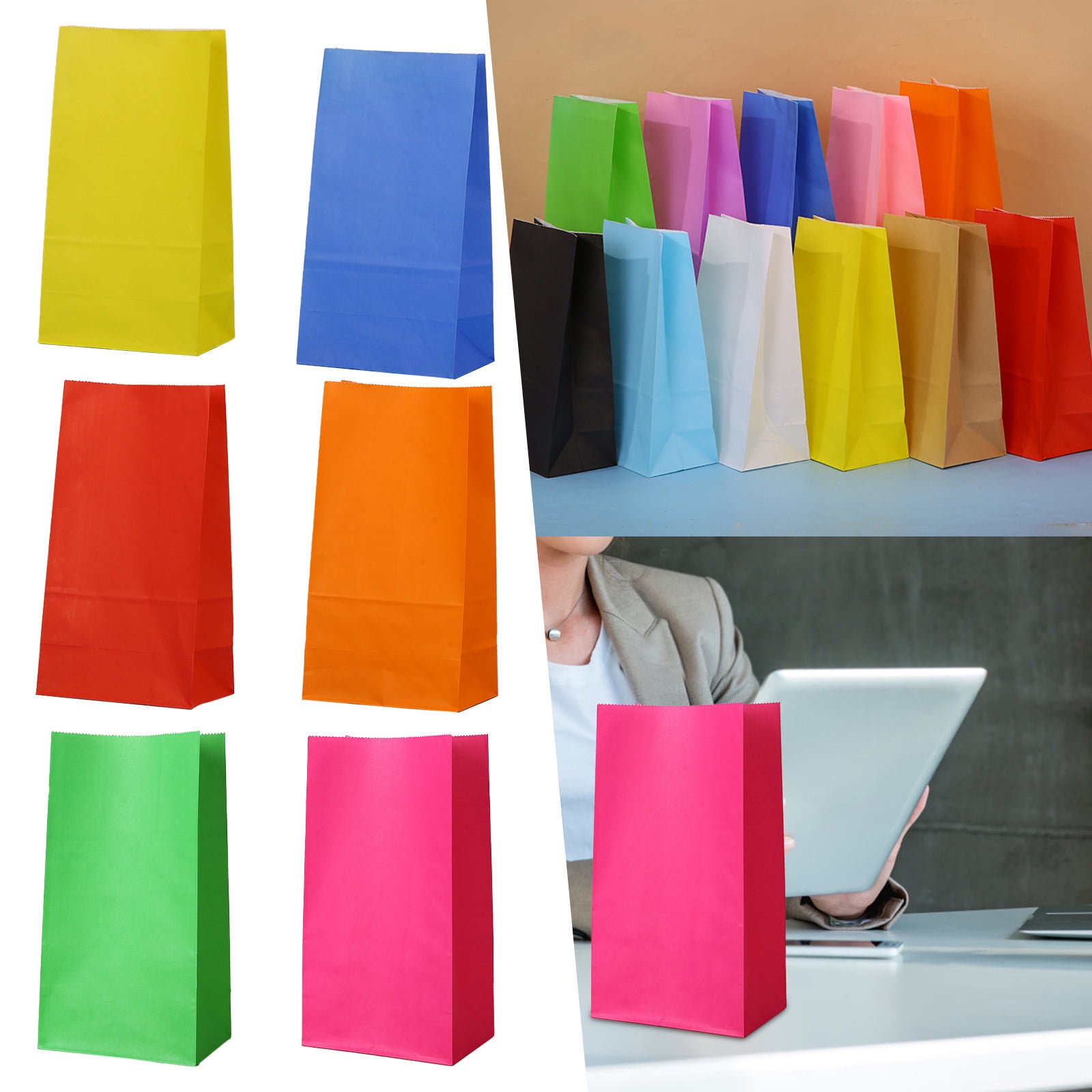 Lusxy Small Royal Kraft Paper Bags, Small Paper Gift Bags with Tissues ...