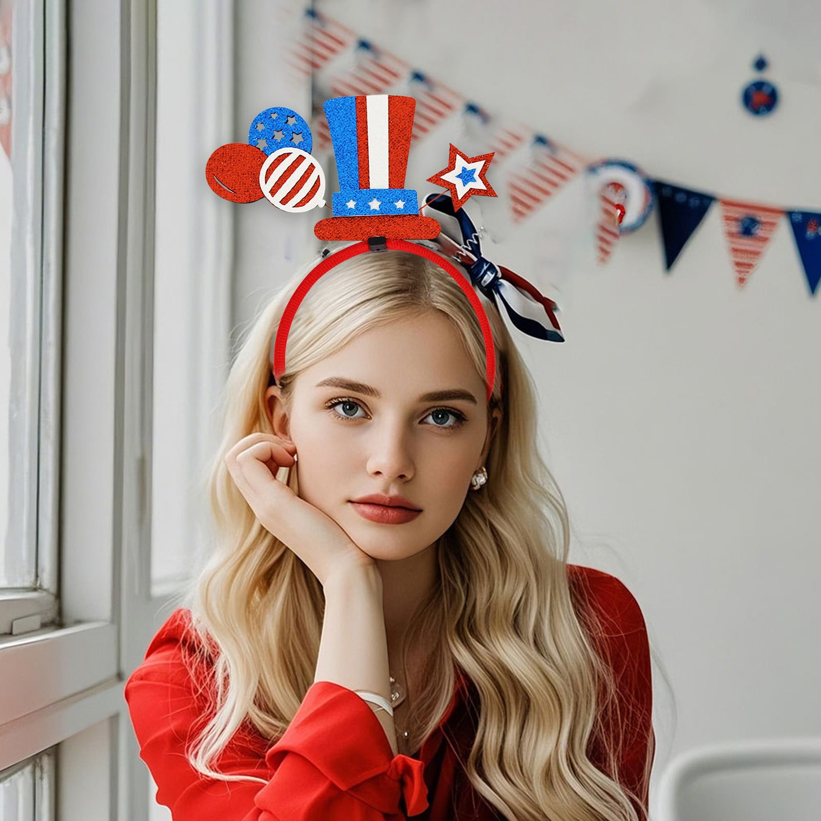 LutIedan Independence Day Hair Bands Patriotic Striped Headbands Red ...