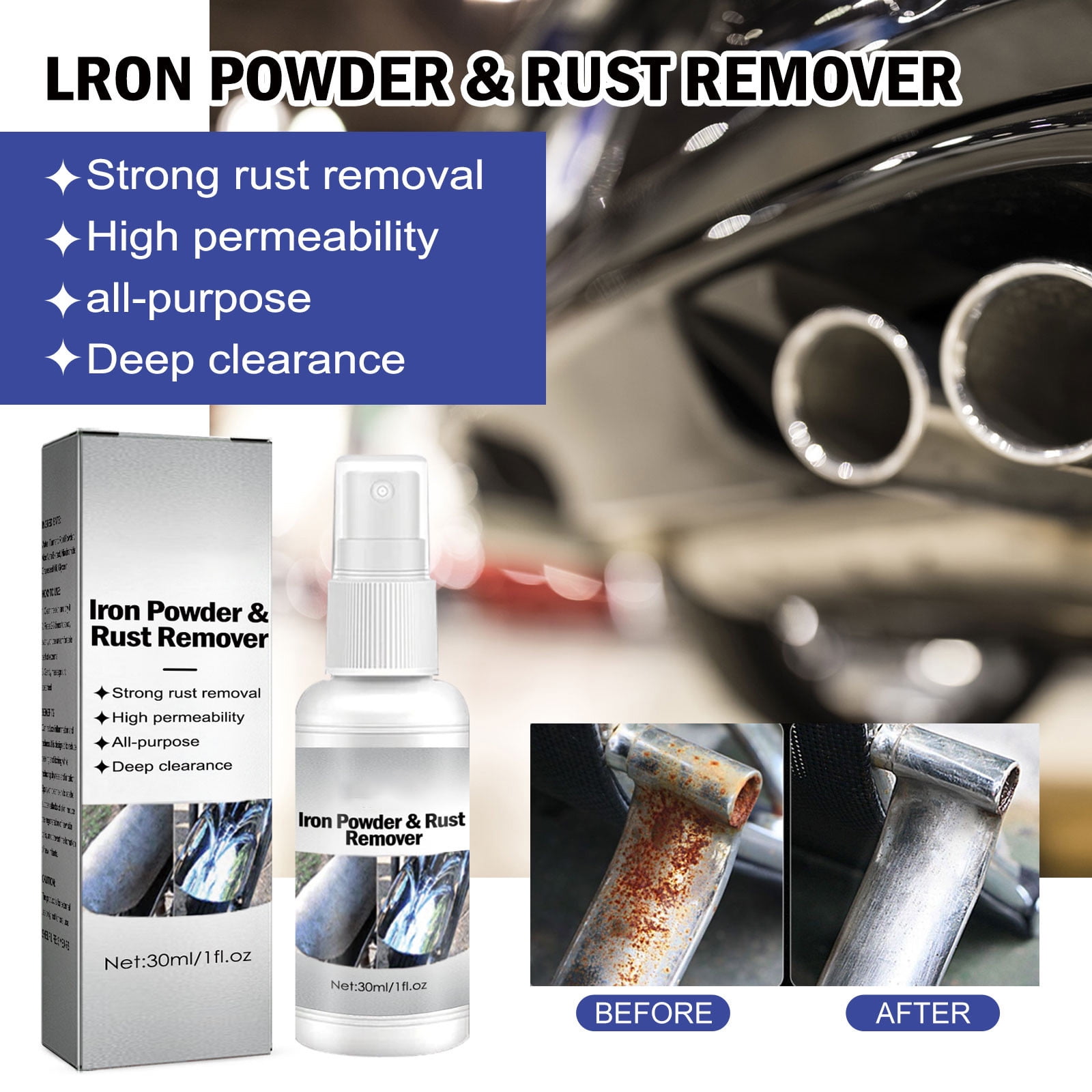 LutIedan Iron Powder Rust Stain Remover Car Rust Cleaner Water Based ...