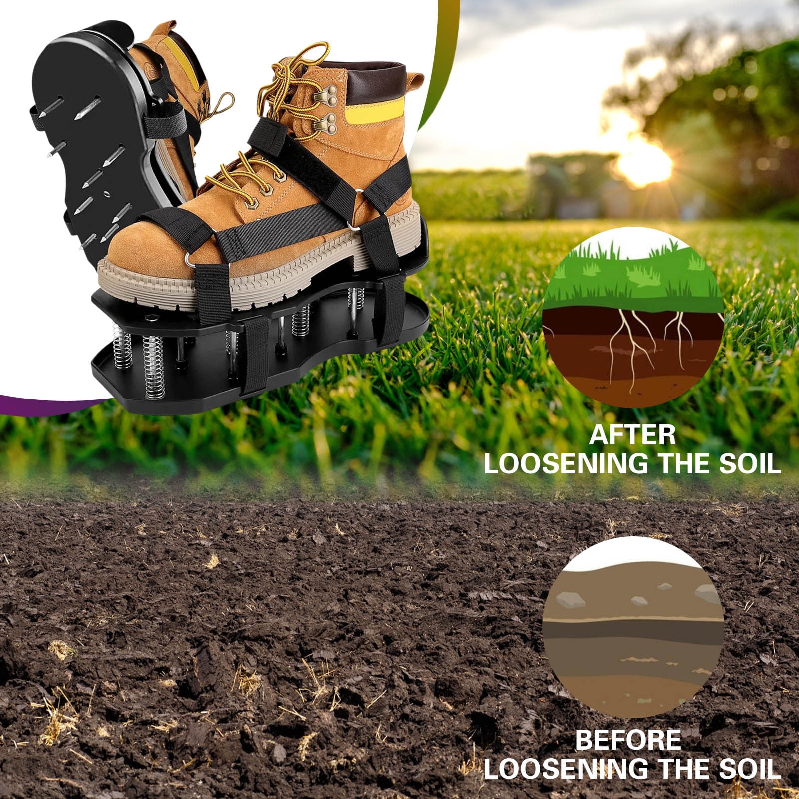 LutIedan Lawn Aerator Shoes with Hook & Loop Straps for Effectively ...