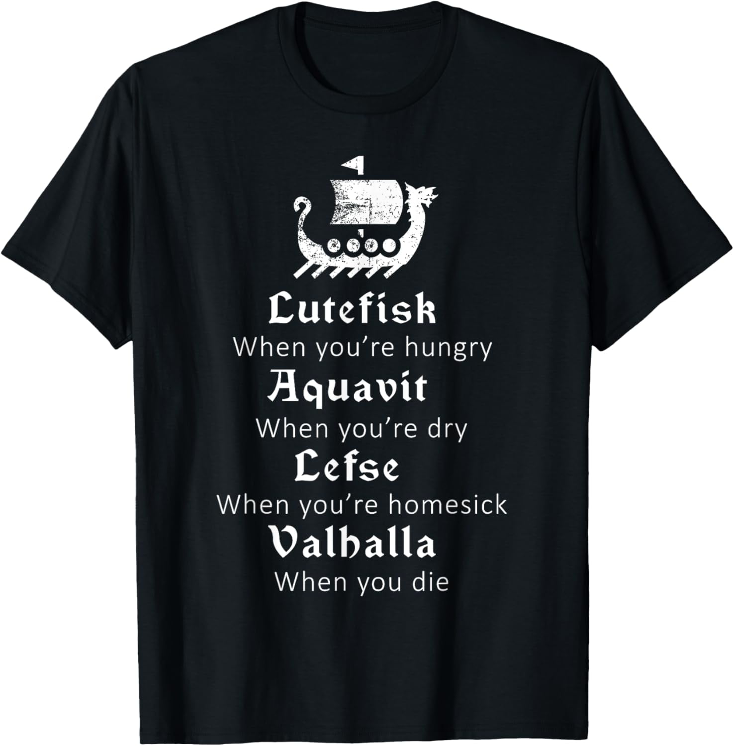 Lutefisk Aquavit Lefse Valhalla Viking Scandinavian Poem T-Shirt ...