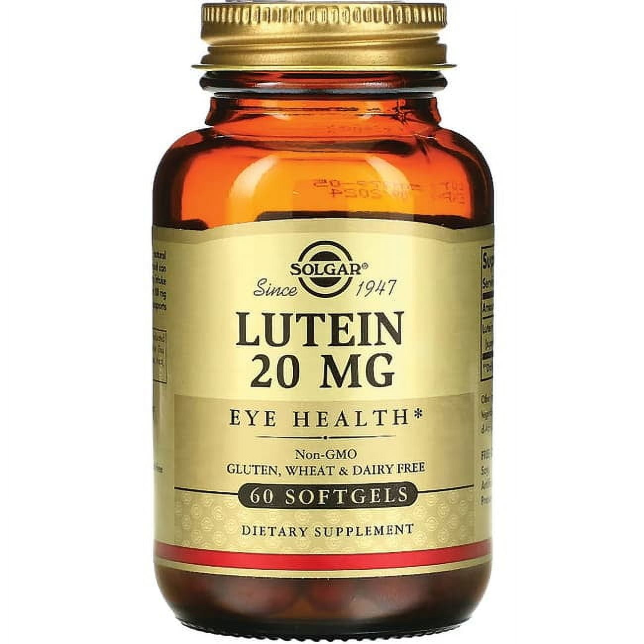 Solgar Eye Health Lutein 20mg Dietary Supplement Capsules, 60 Softgels ...