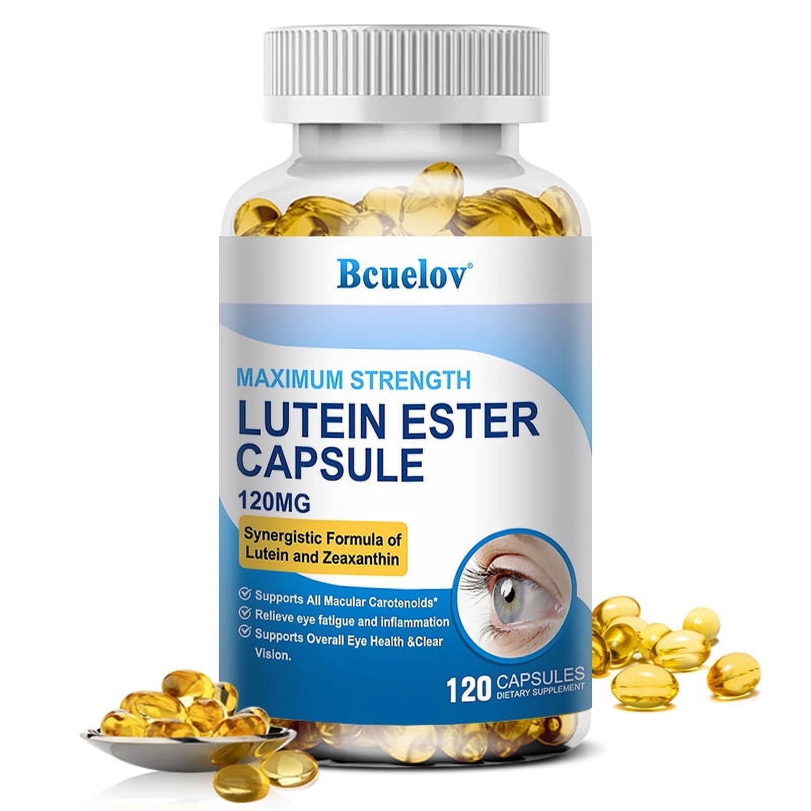 Lutein Ester Capsules - With Zinc, Lutein, Bilberry and more - Relieve Eye Fatigue and ...