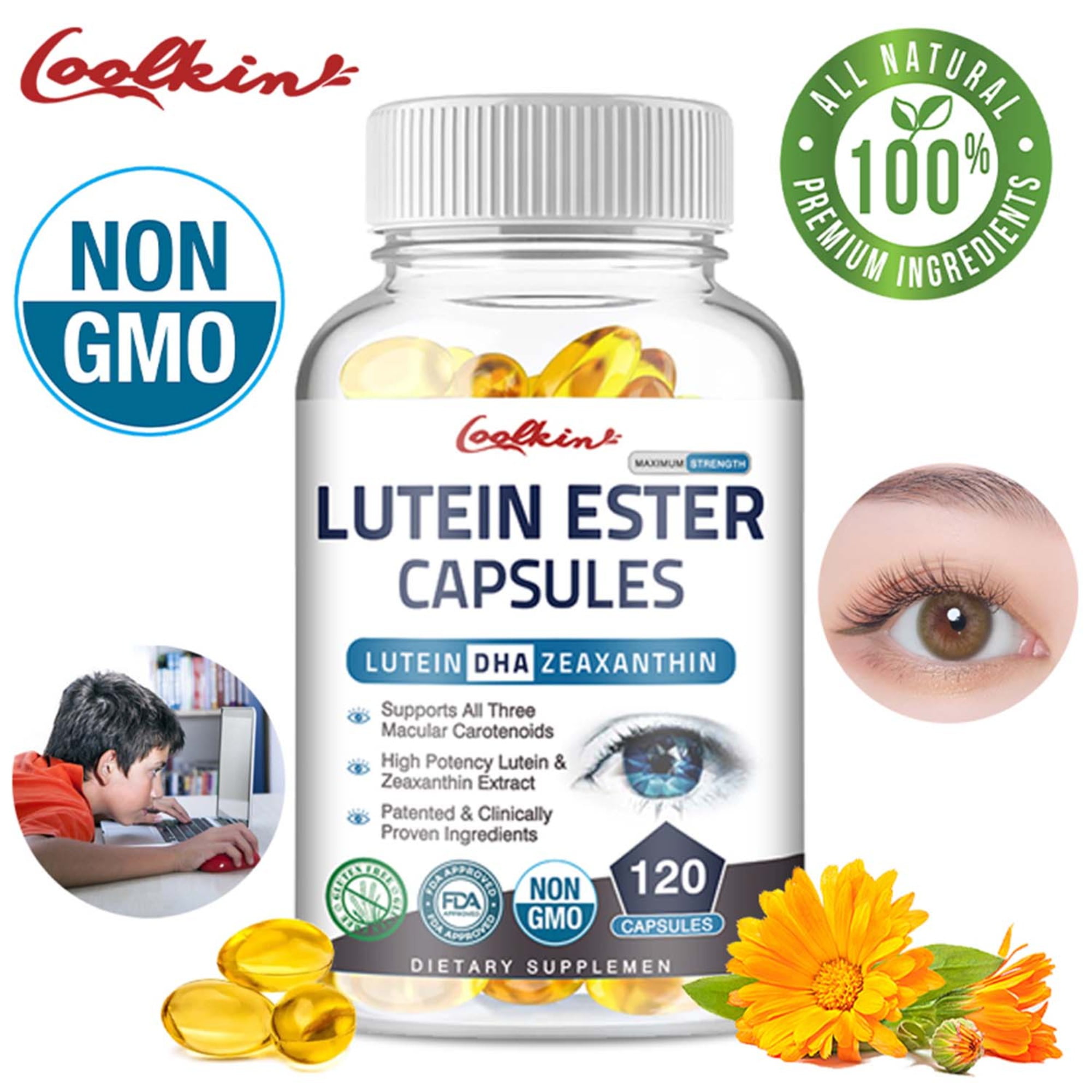 Lutein Ester - with Zeaxanthin & BioPerine - Eye & Vision Health, Relieve Visual Fatigue - 120 ...