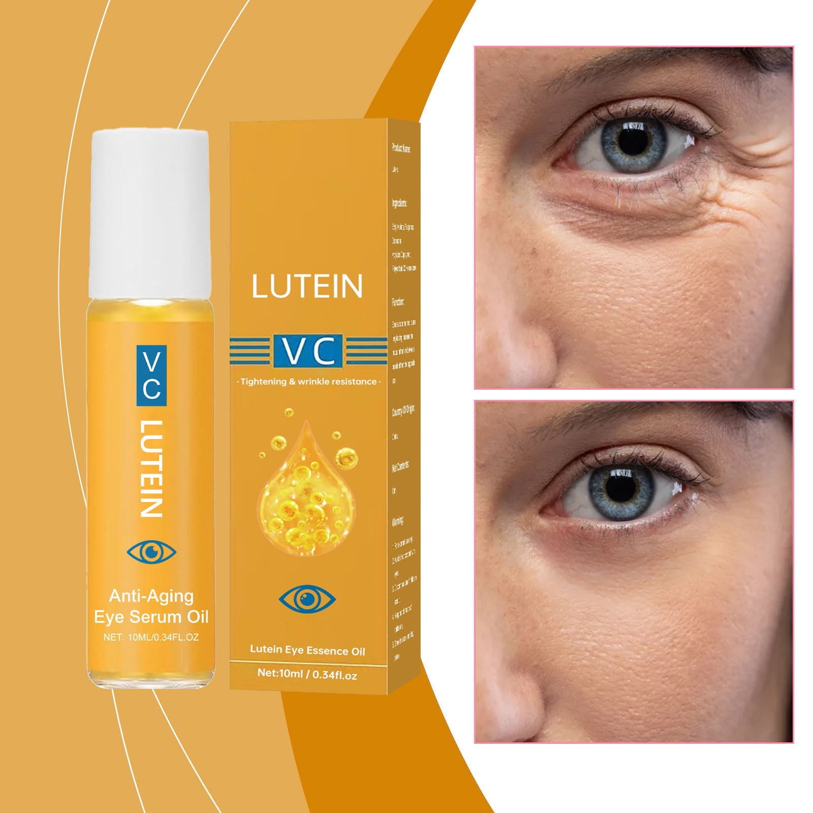 Lutein Eye Oil Serum Roller | Antiwrinkle & Moisturizing Formula ...