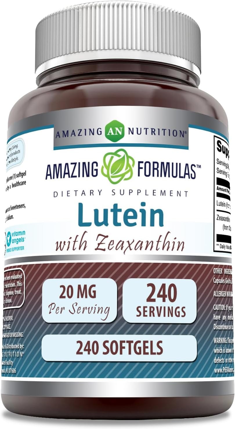 Amazing Formulas Lutein 20 mg with Zeaxanthin 800 mcg 240 Softgels ...