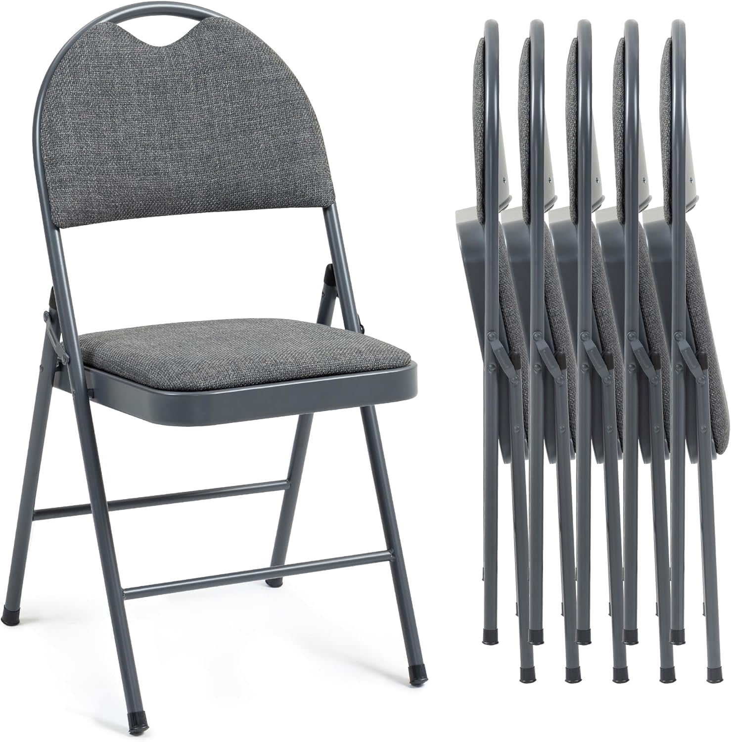 Luteren Folding Chairs Set of 6 Padded Folding Chairs with Cushion ...