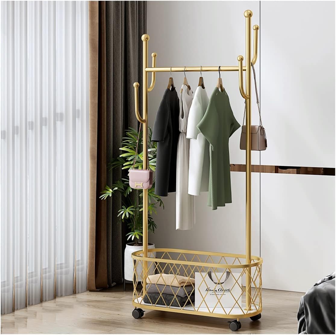 Luteti Metal Coat Rack with Clothes Rails Hat Stand 3in1 Coat Rack With ...