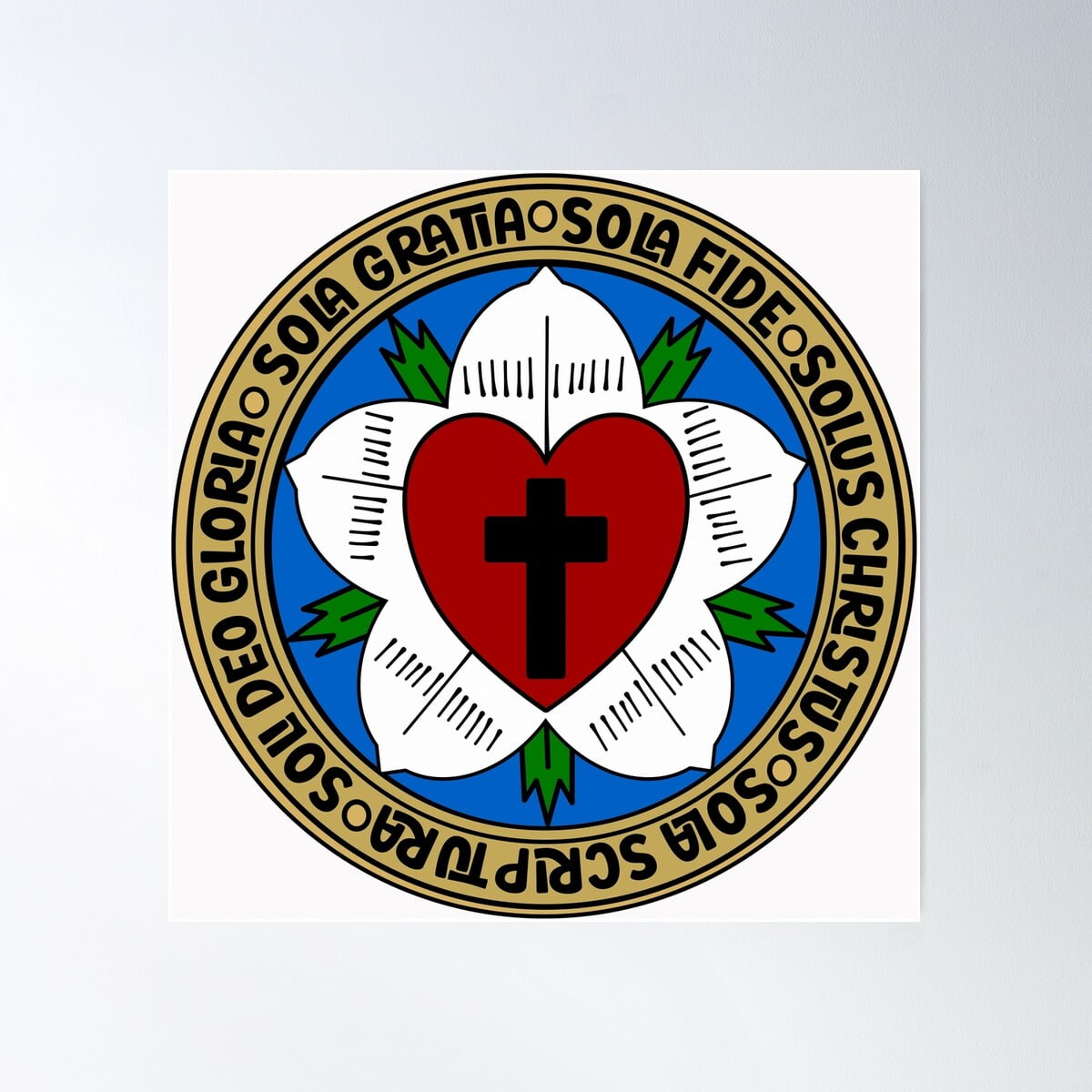Luther’S Rose With The 5 Solas Of The Reformation Poster Wall Art ...