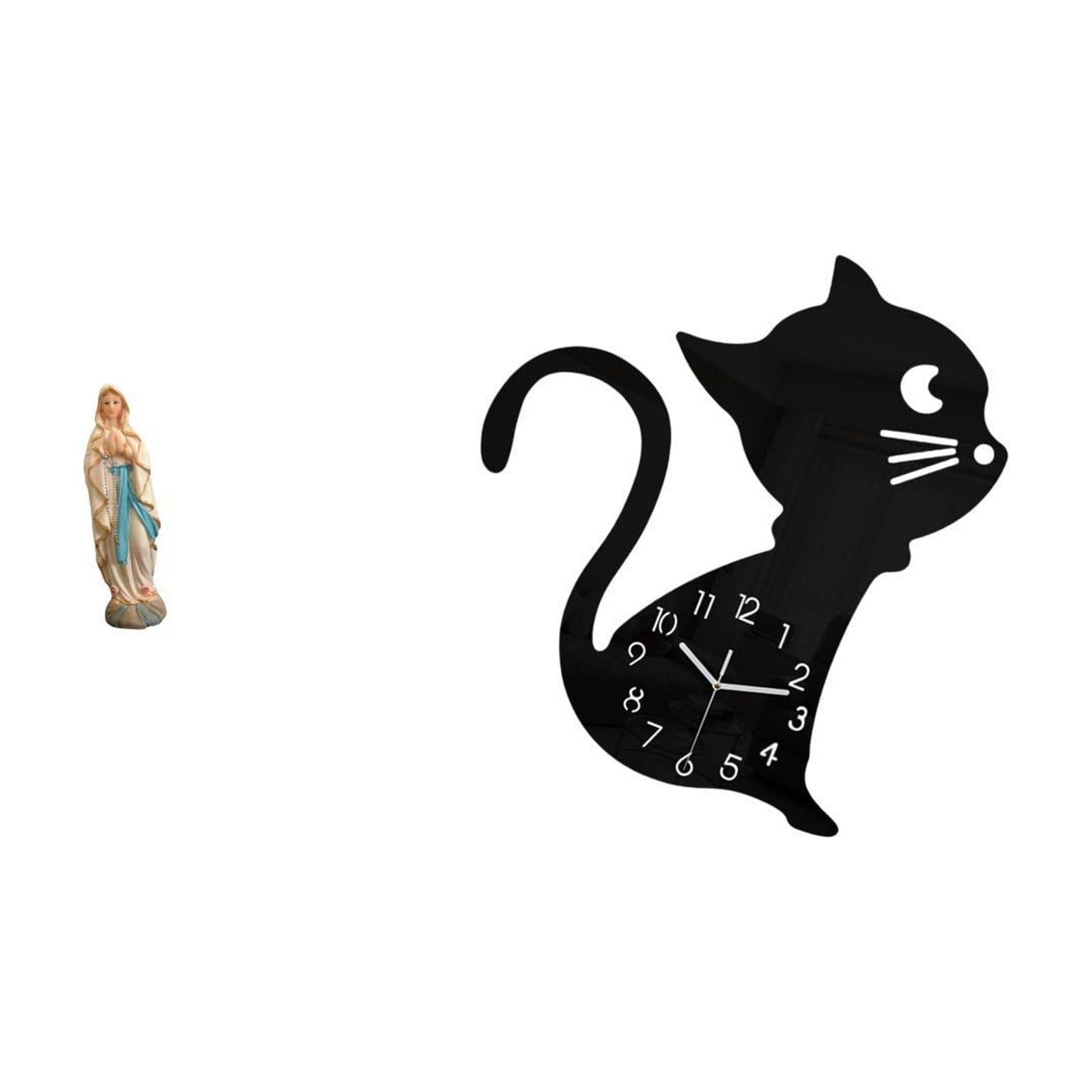 Luther Statue Virgin Mary Figurine Cat Wall Clock Resin and Acrylic ...