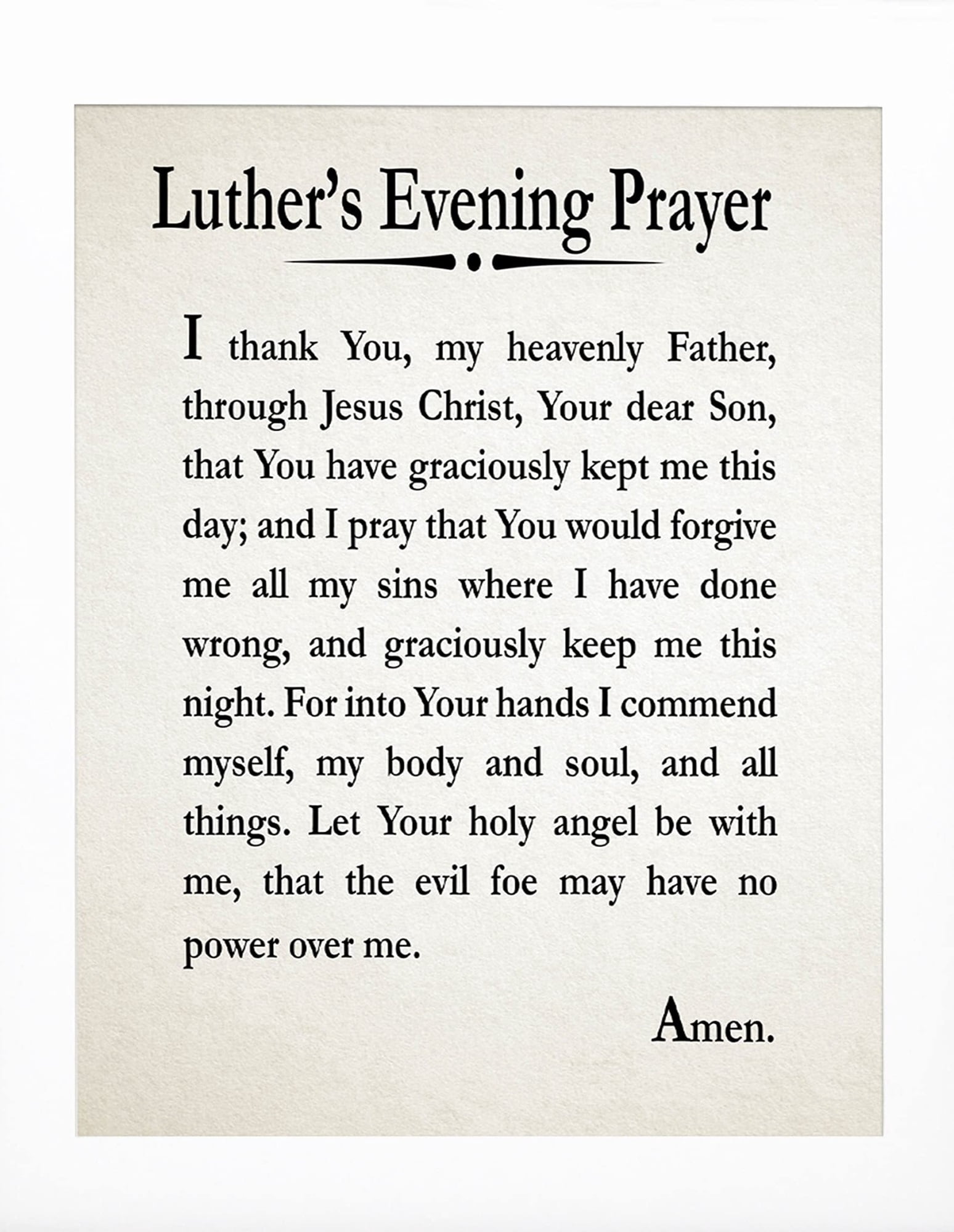 Luther's Evening Prayer Wall Art By Martin Luther Home Office Inspiring ...