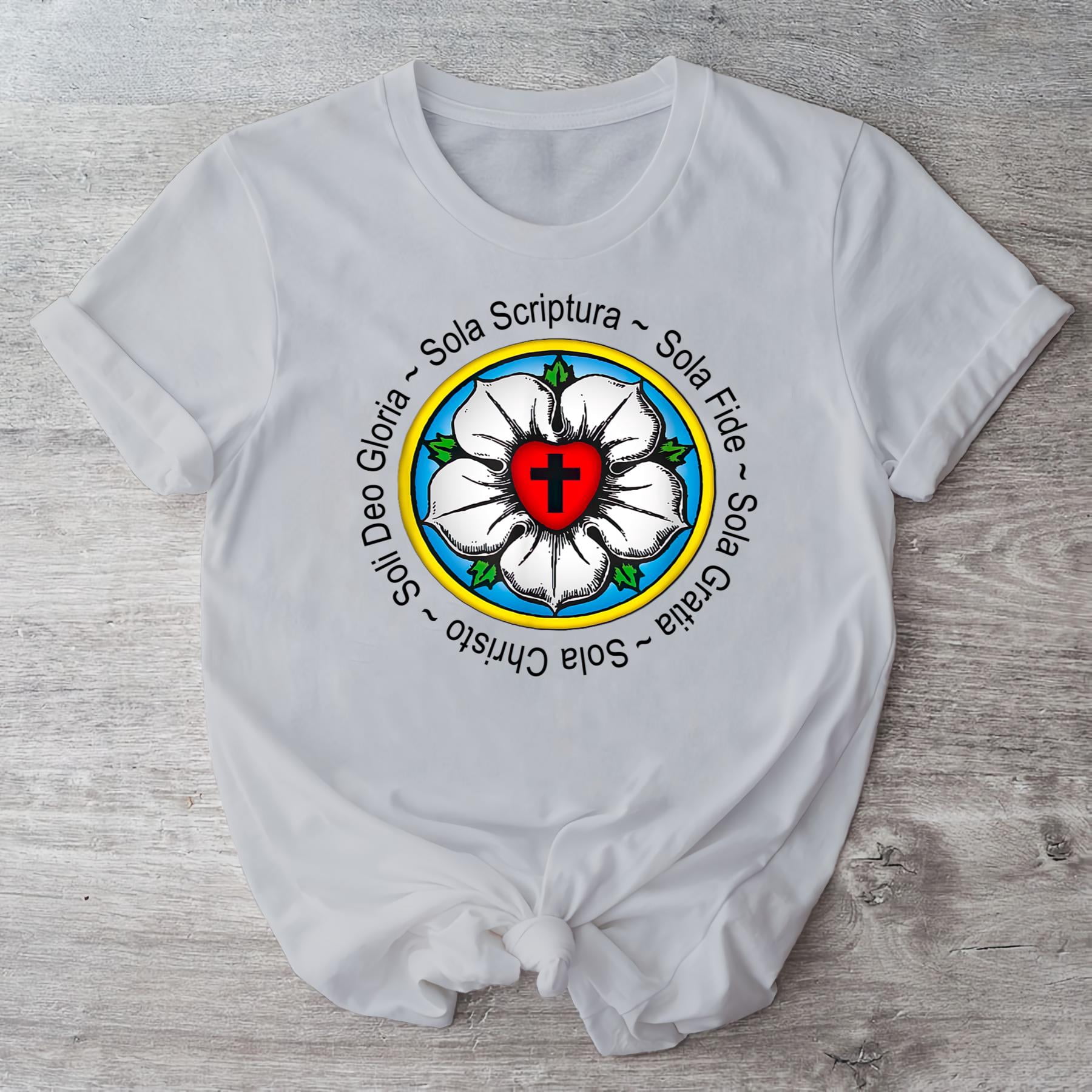 Luther's Rose Symbol Shirt, Lutheranism Faith T-Shirt, Religious Church ...