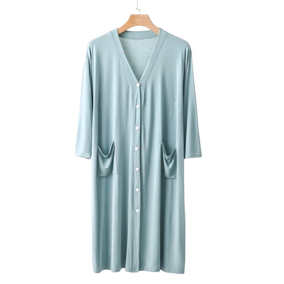 Lutiedan Mens Nightshirt Short Sleeve V Neck Sleep Henley Shirt Pajamas ...