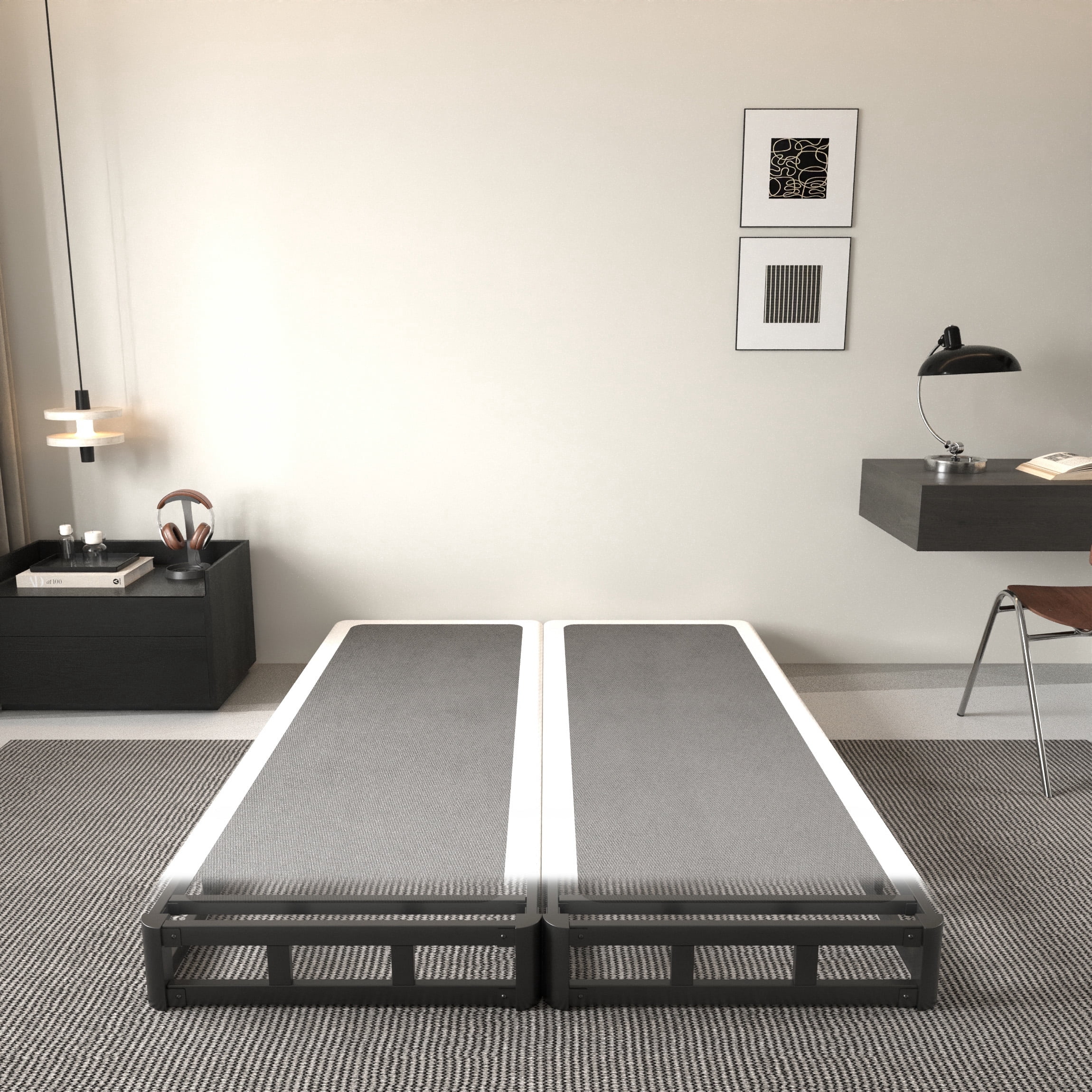 Bedofmine 4 Inch Low Profile Box Spring Split for Queen with Fabric ...