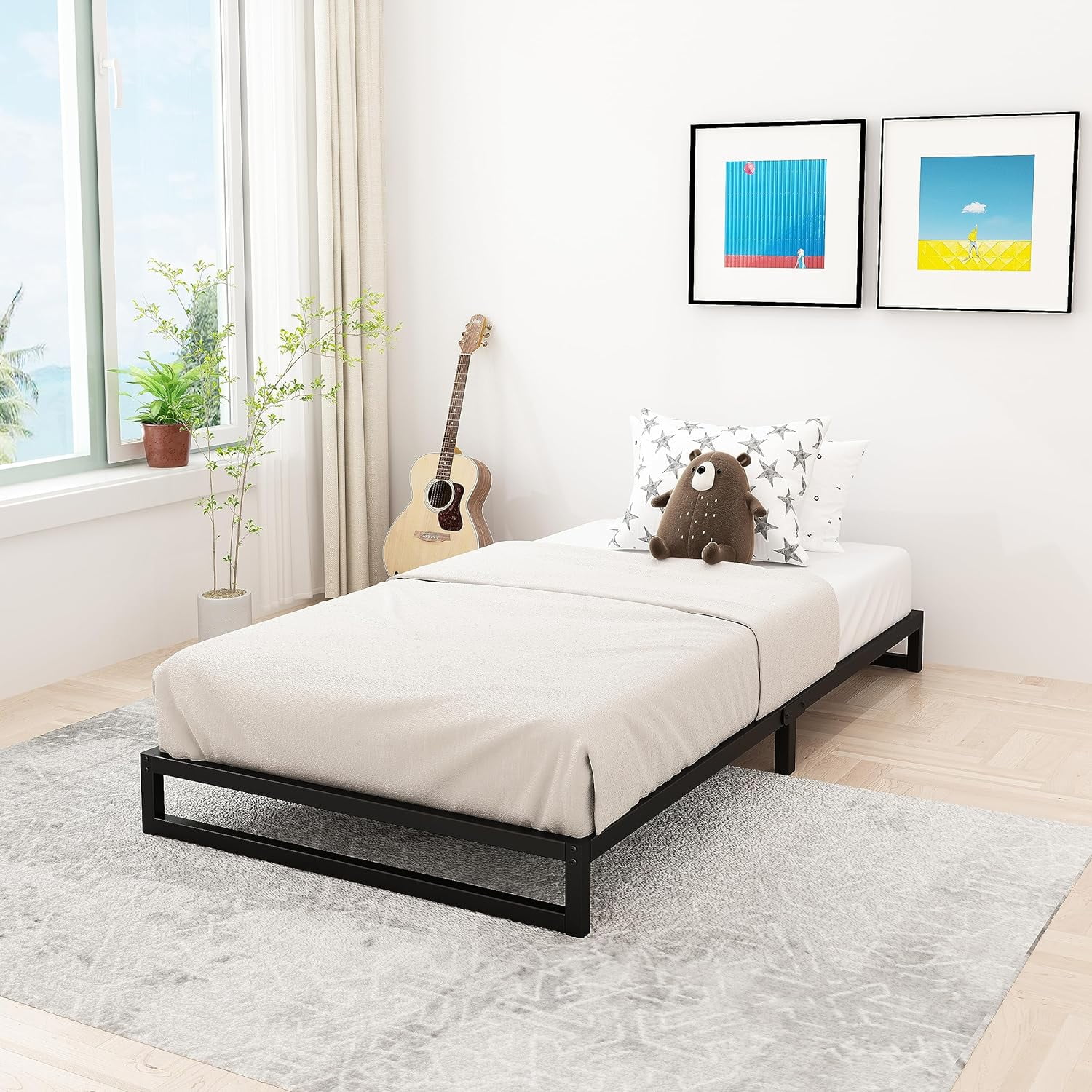 Lutown-Teen 7 inch Twin Size Bed Frames Heavy Duty Metal Twin Platform ...