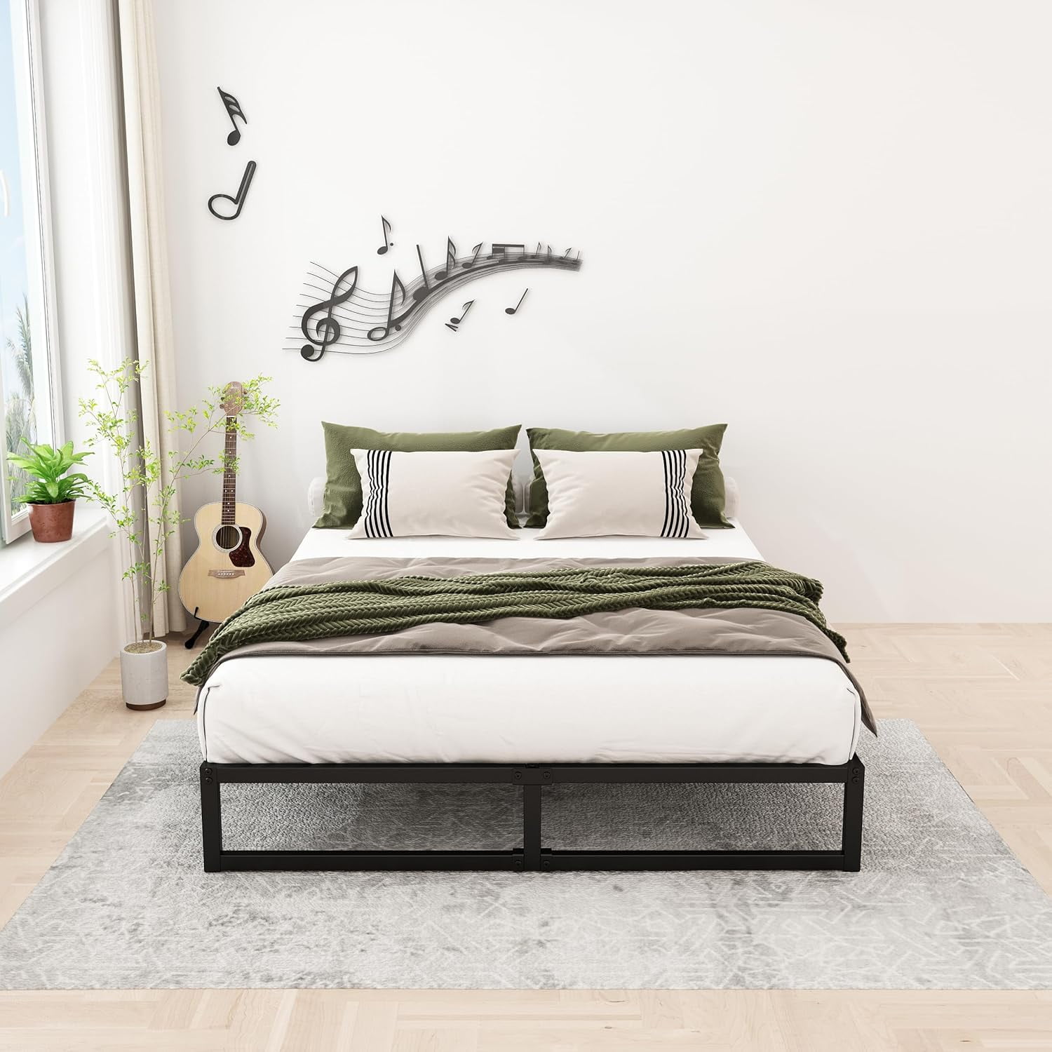 Lutown-Teen 8 inch Bed Frame Queen Size Heavy Duty Steel Slat Support ...