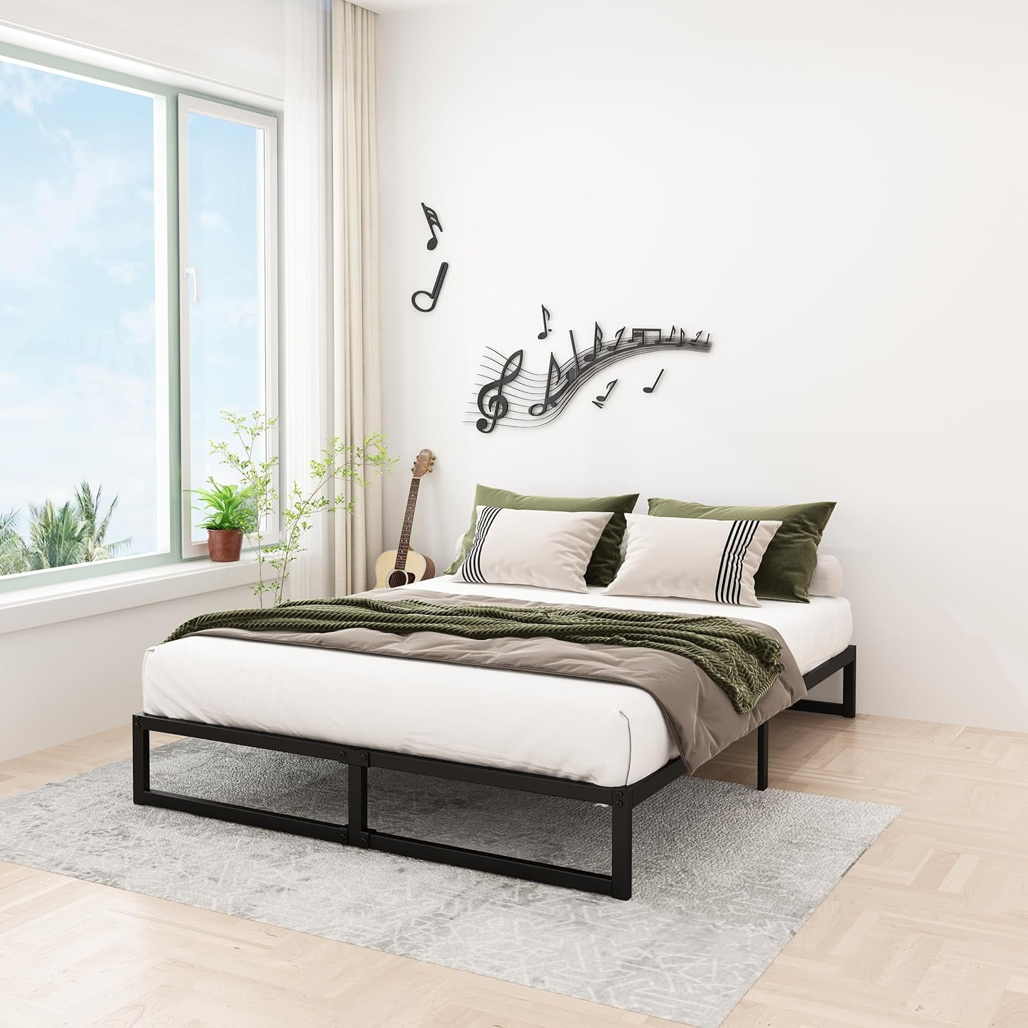 Lutown-Teen 8 inch Full Size Bed Frame No Box Spring Needed, Heavy Duty ...