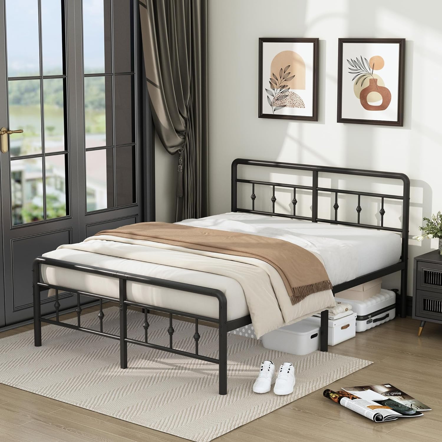 Lutown-Teen Metal Platform California King Bed Frames with Headboard ...