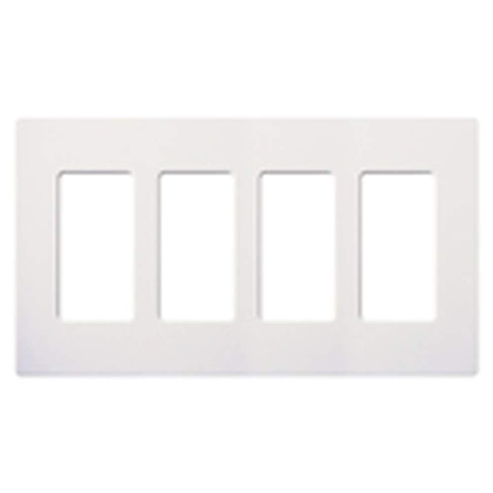 Lutron CW-4-WH Four Gang Claro Decora-Style Screwless Wall Plate White ...