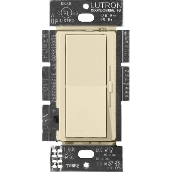 Lutron Dvscelv-303P Diva Elv Dimmer Switch W/ Night Light, 300W, Single ...