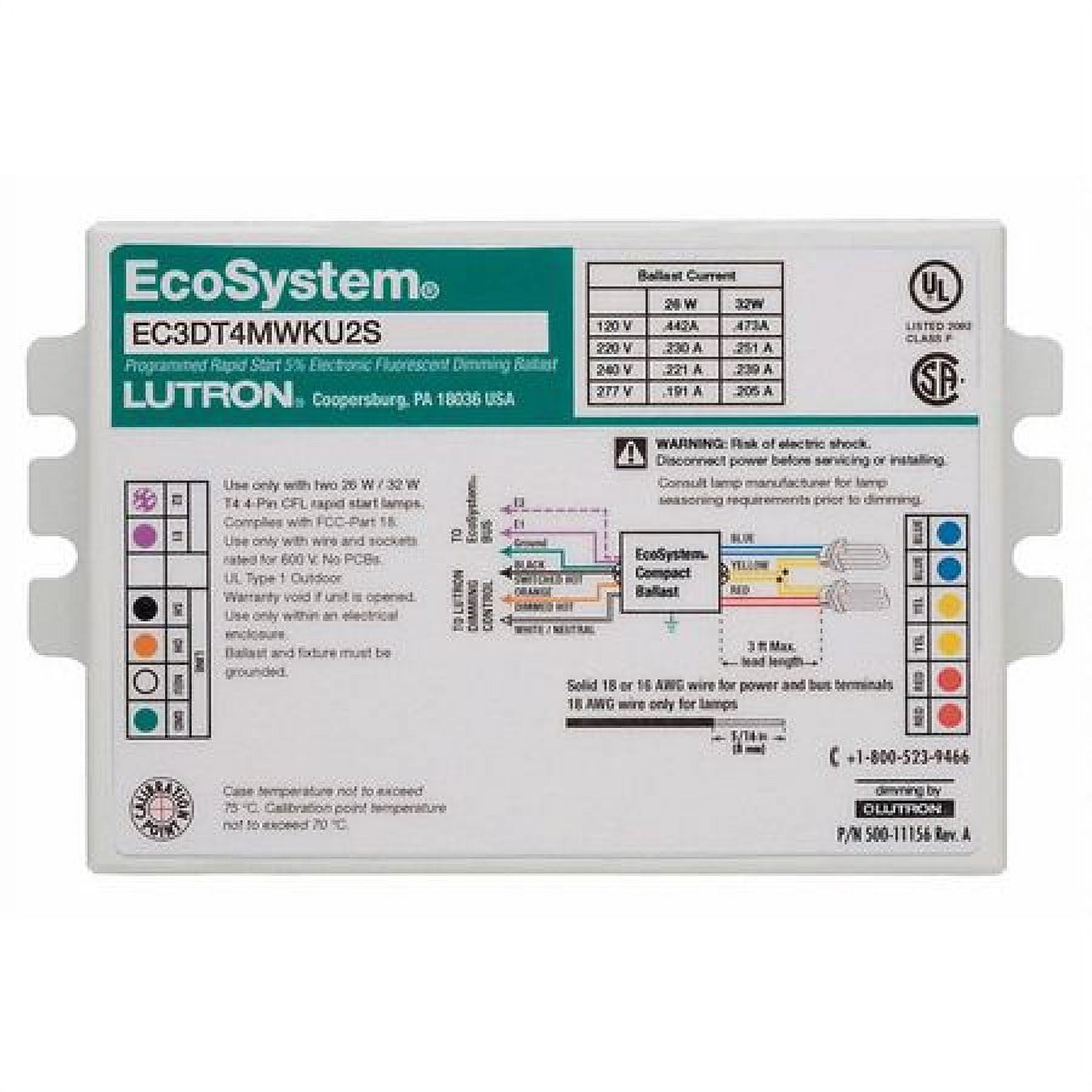 Lutron EC3DT4MWKU2S Dimming Compact Fluorescent Ballast - Walmart.com