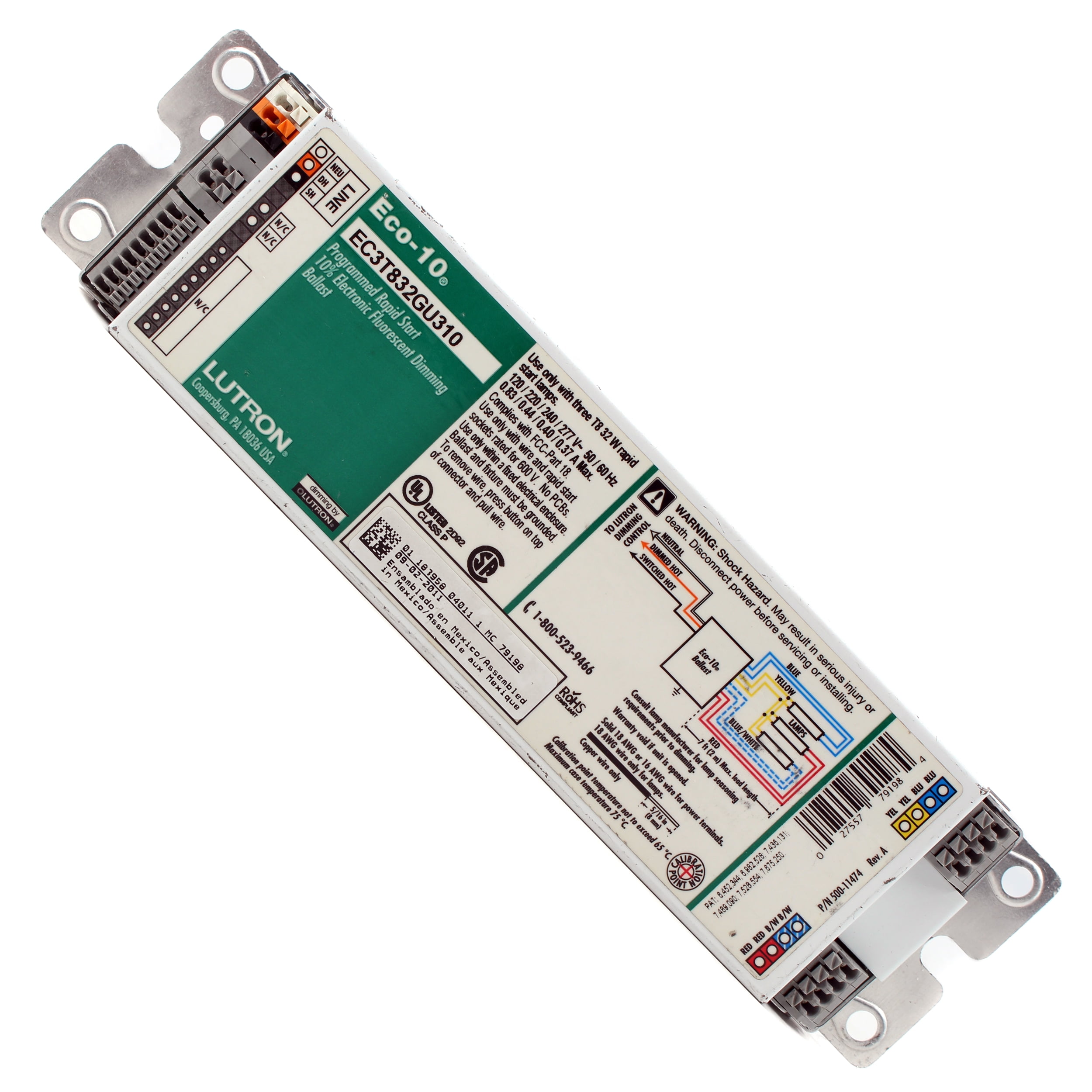 Lutron EC3T832GU310 Fluorescent Dimming Ballast, 3-Lamp, F32T8, 32W T8 ...