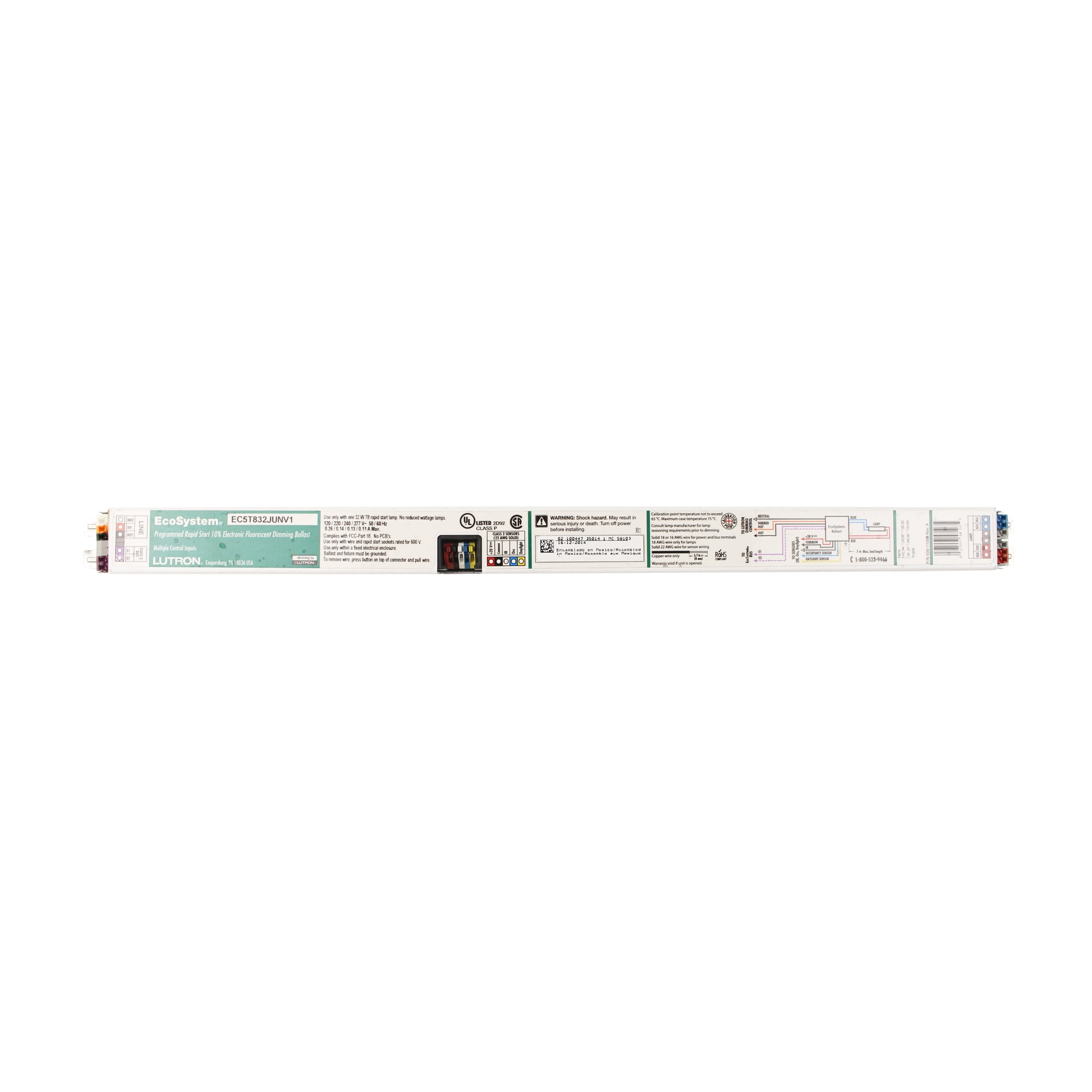 Lutron EC5T832JUNV1 Ecosystem Fluorescent Dimming Ballast, 1-Lamp F32T8 ...