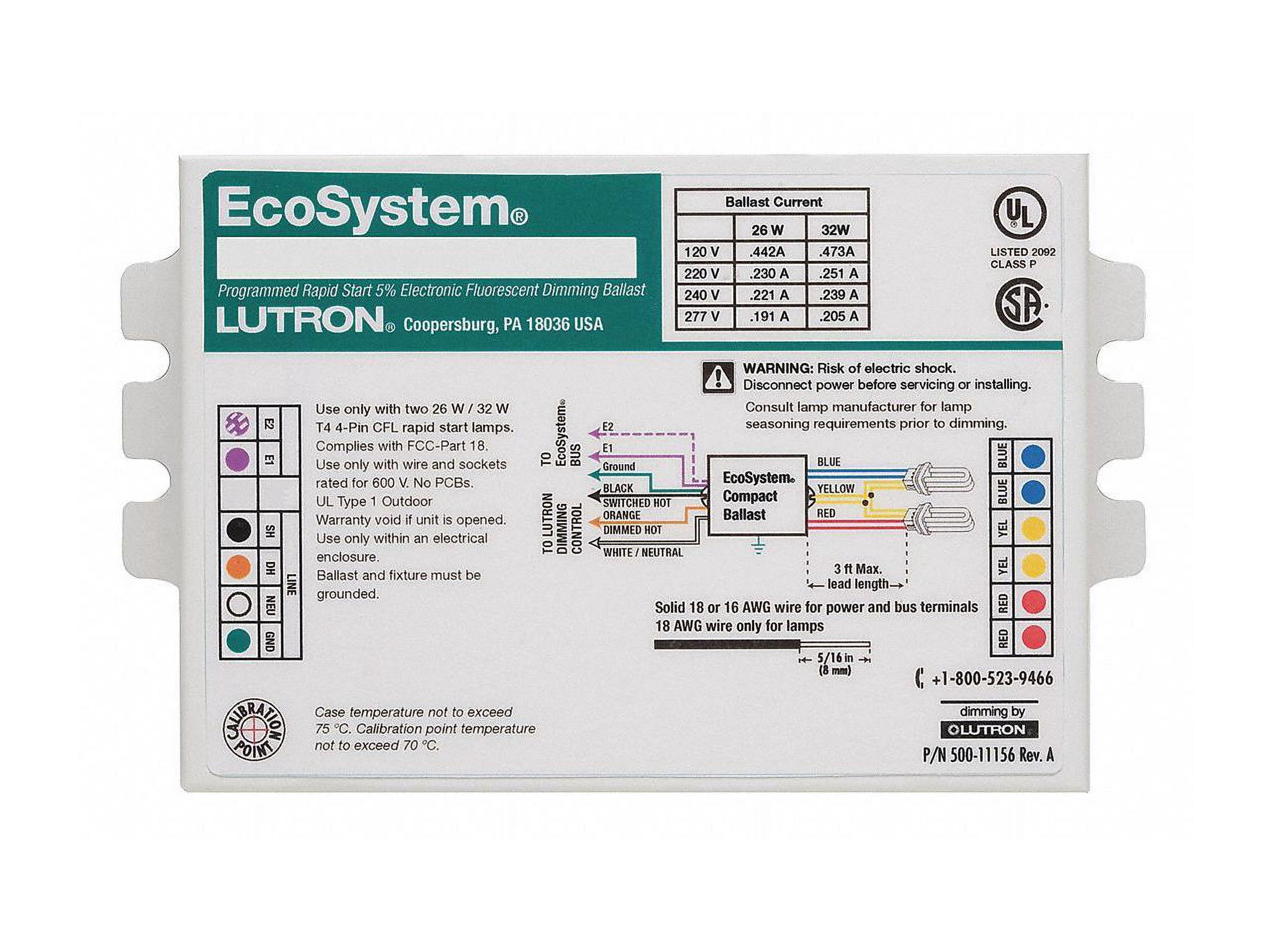 Lutron Ec3Dt4Mwku1S Cfl Dim Ballast, T4 4 Pin, 120-277V, 1 Lamp - Walmart.com
