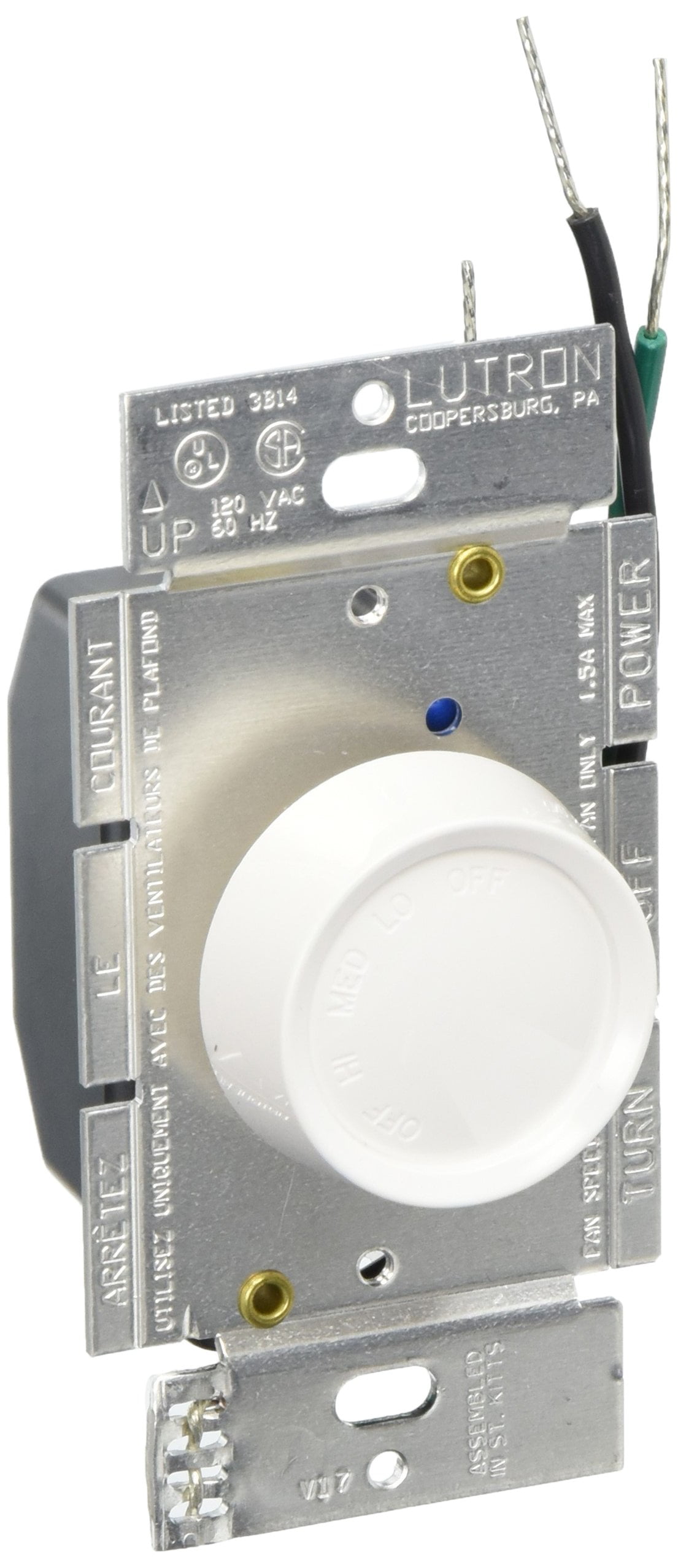 Lutron FSQ-2FH-DK Electronics Rotary On/Off Fan-Speed Control , White ...