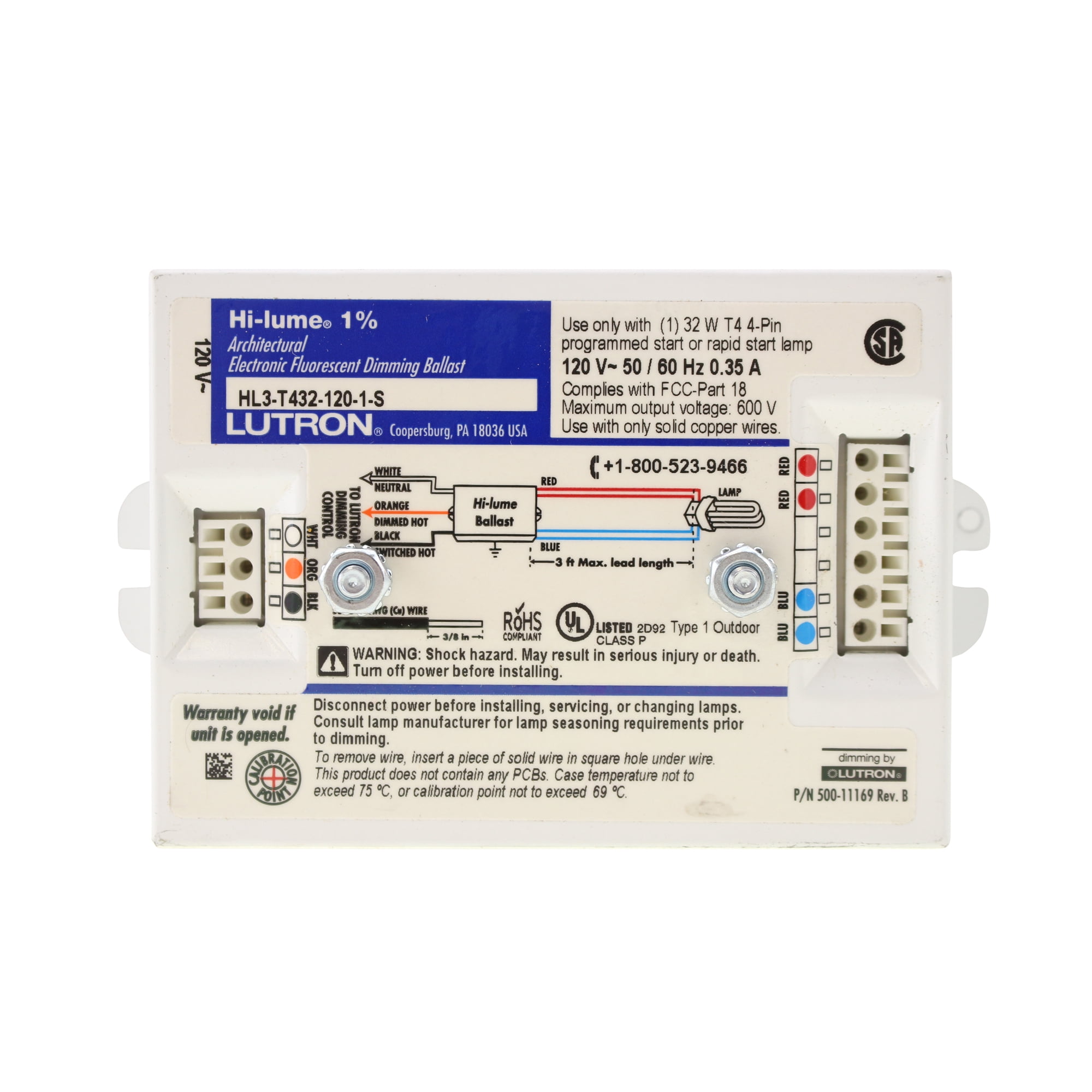 Lutron HL3-T432-120-1-S 1% Architectural Electronic Fluorescent Dimming ...