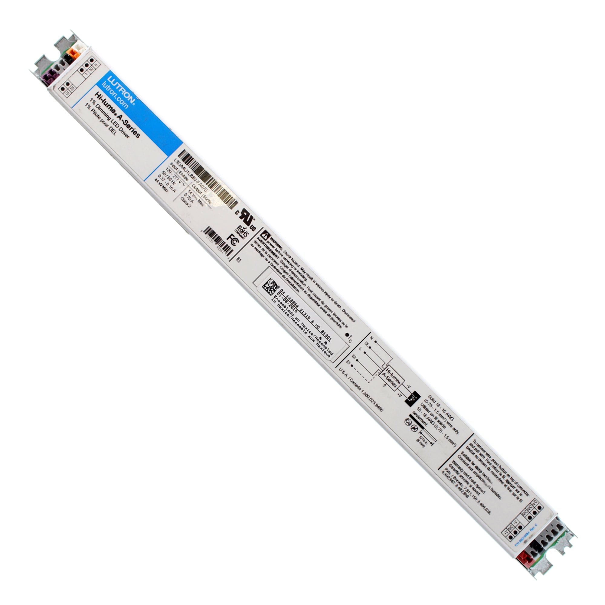 Lutron L3DA4U1UMN-FA070 Hi-Lume 1% Dimming LED Driver, 120/277V-In, 54VDC @ 44W Out - Walmart.com