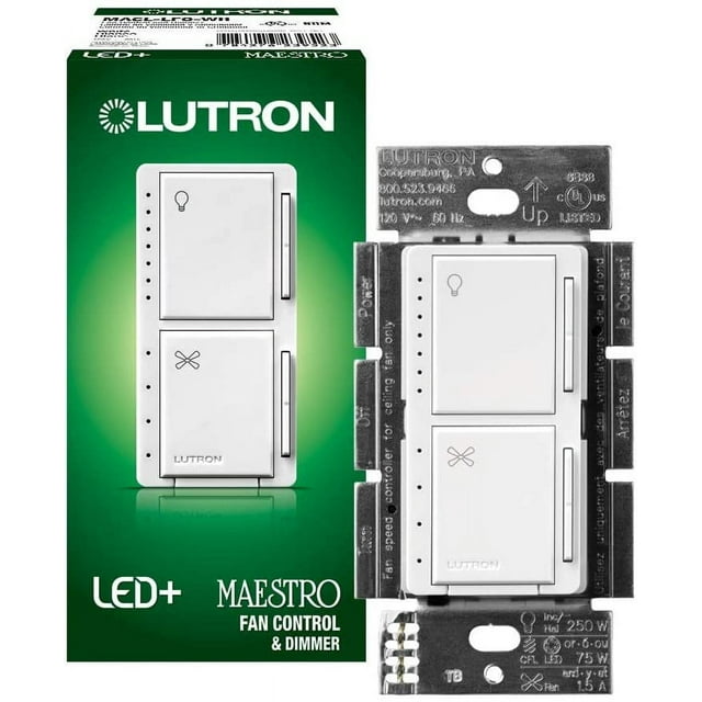 Lutron Maestro LED+ Fan Control and Dimmer for LEDs, Halogen and ...