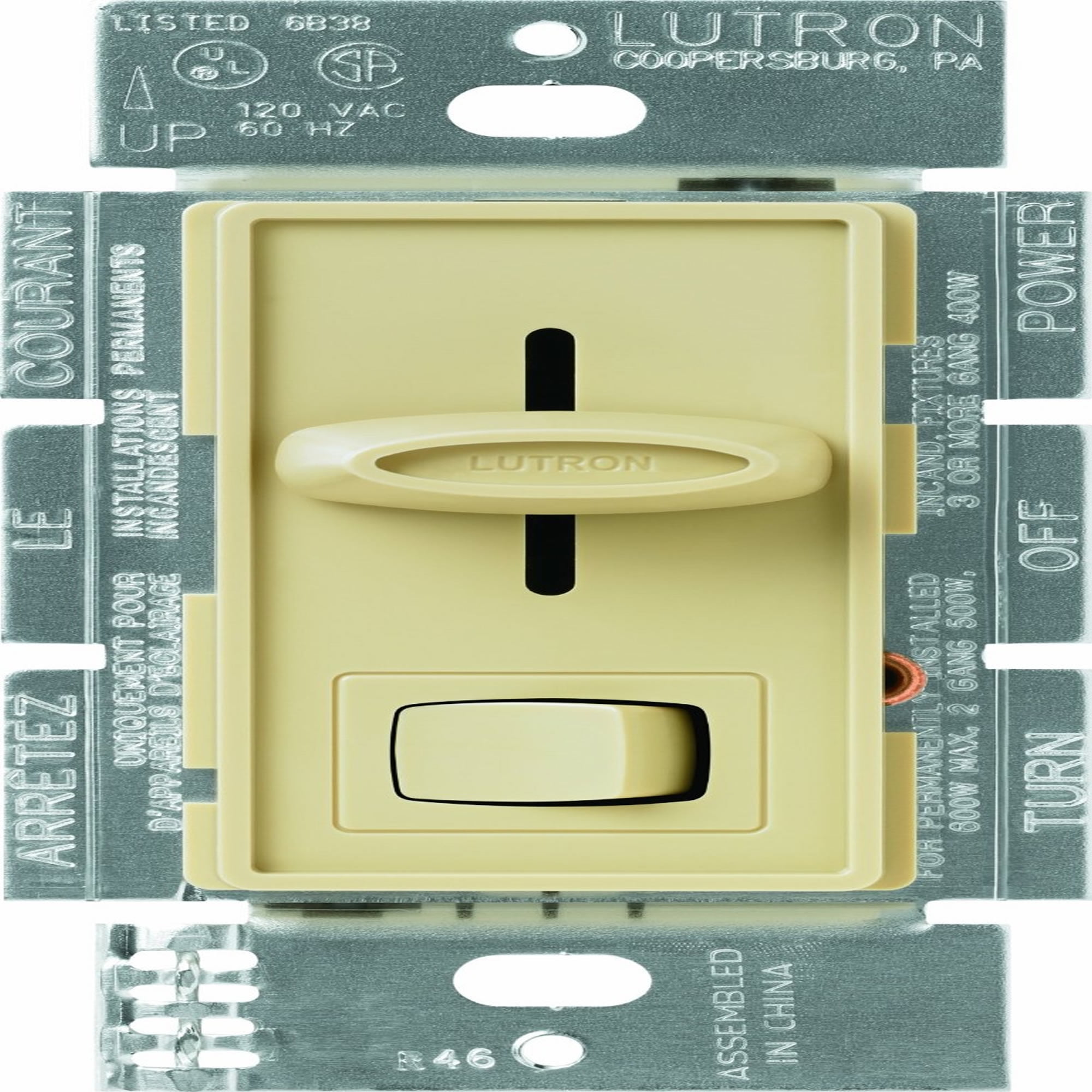 Lutron S-10P-IV Skylark 1000-watt Single Pole Dimmer with On/Off Switch ...