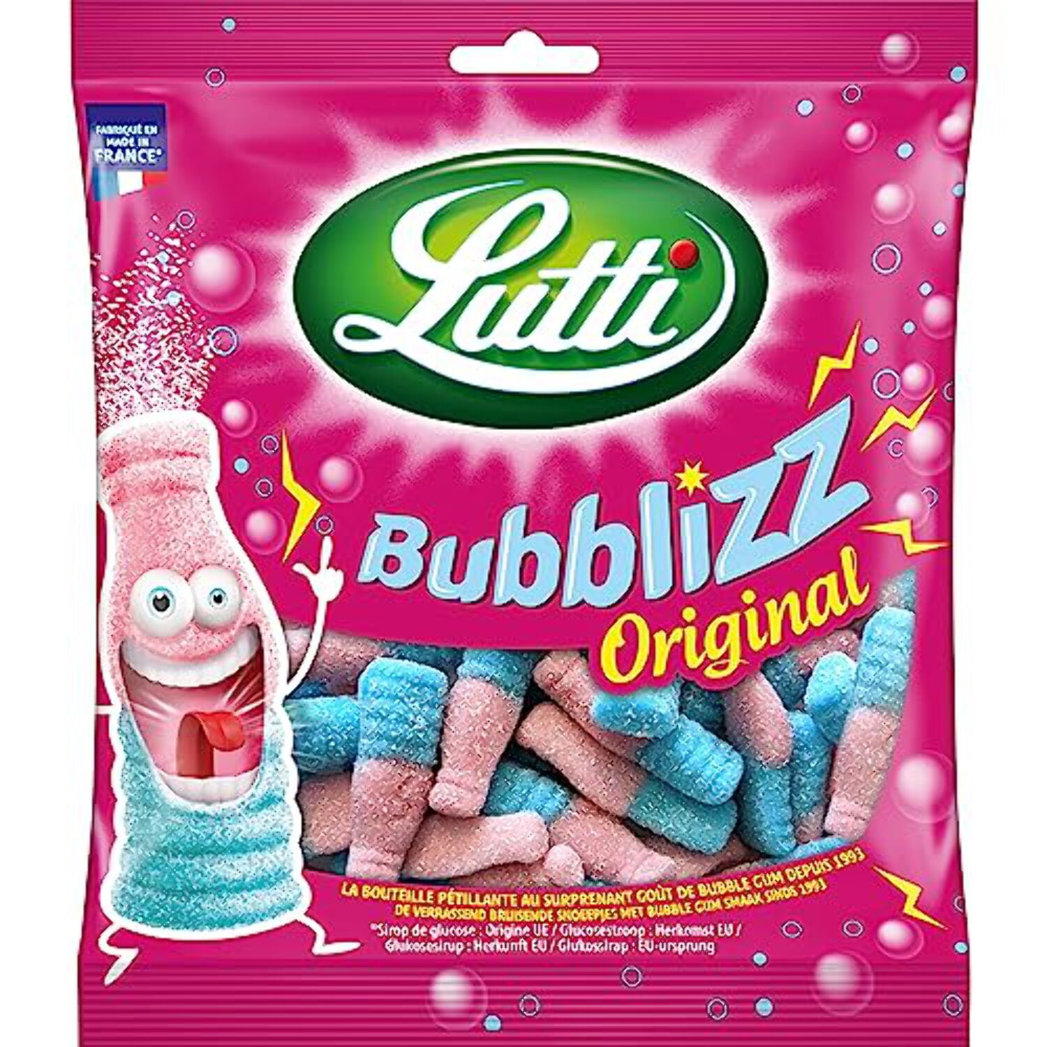 Lutti Original Bubblizz Bubblegum Flavored Fizzy Gummy Candy 8.8oz ...