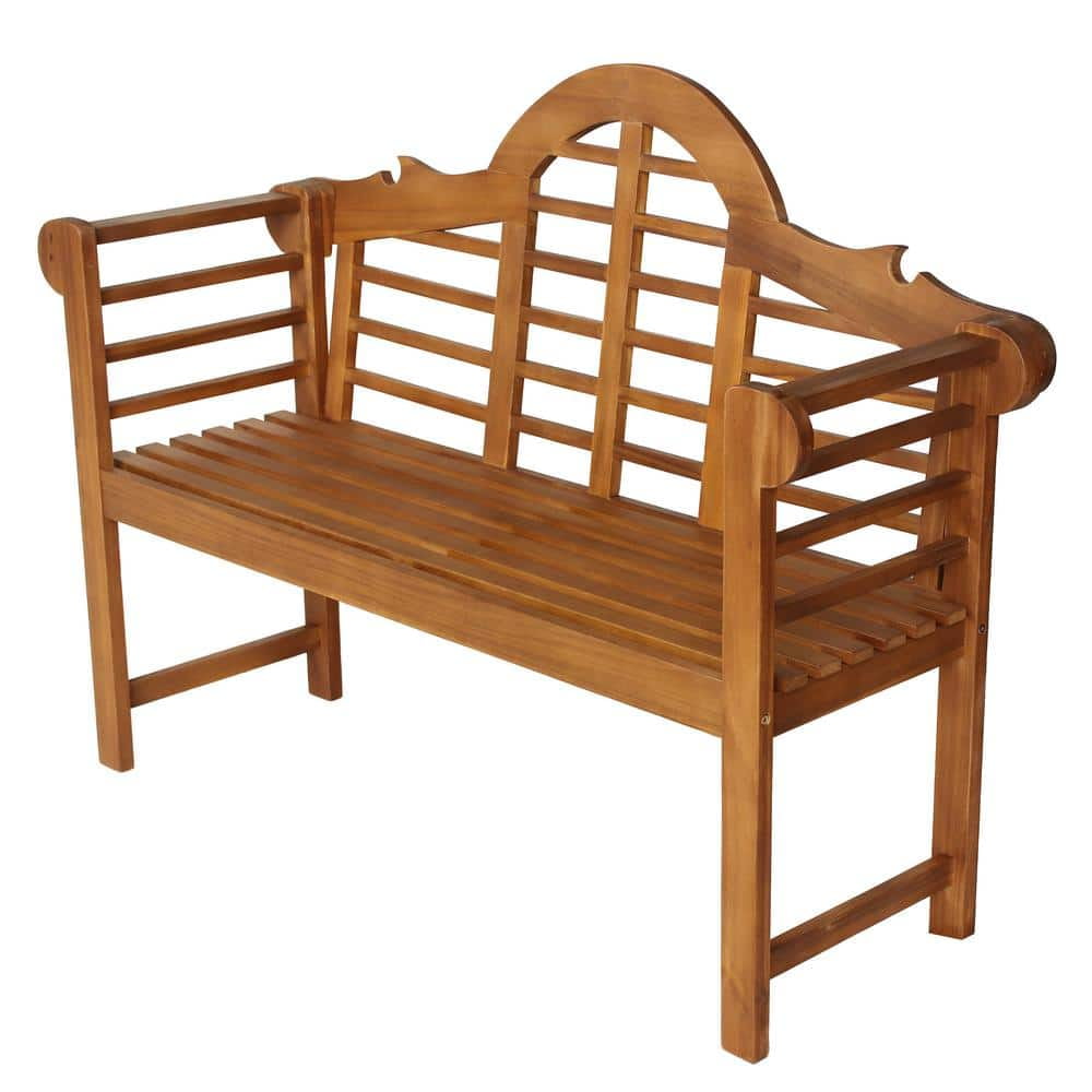 Lutyens 51.2 in. Wood 3-Seat Arched 600 lbs. Support Acacia Outdoor ...