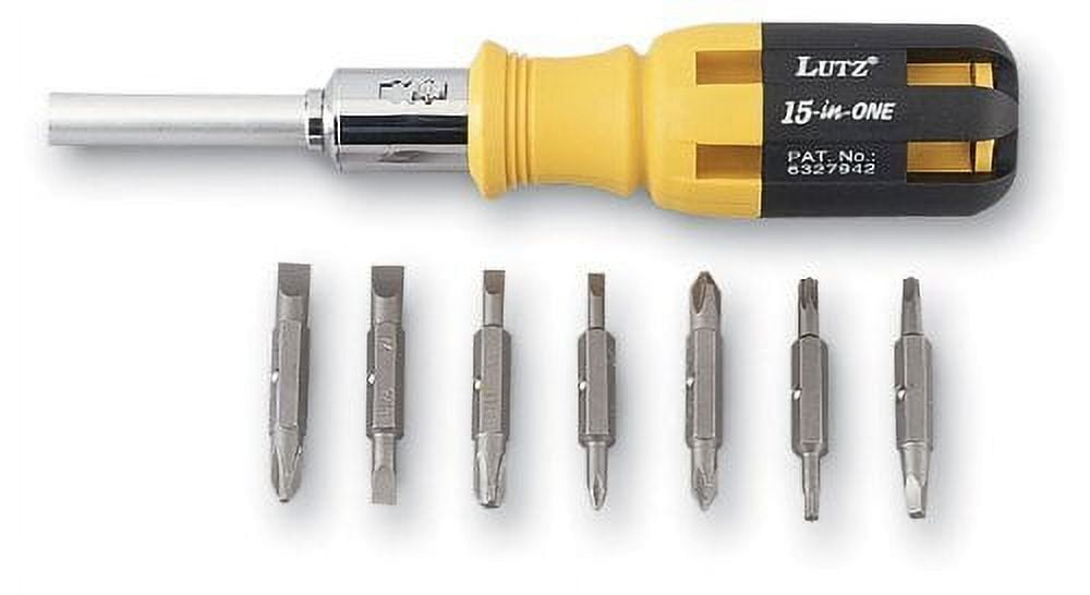 "Lutz 15-in-1 Ratchet Screwdriver-YELLOW/BLACK, Perfect for emergency ...