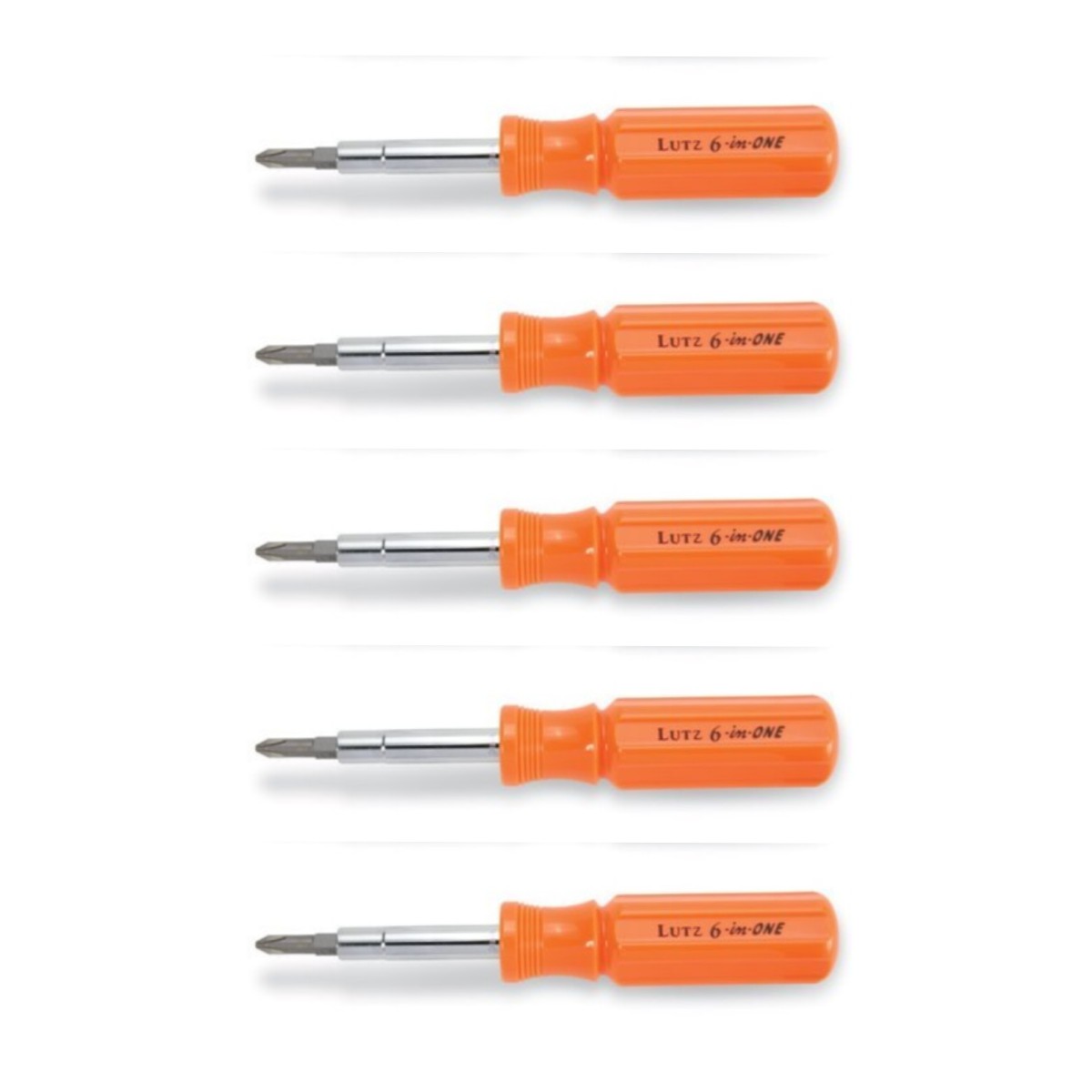 Lutz 6-in-One Pocket Size Orange Screwdriver, 26030 (Pack of 5 ...