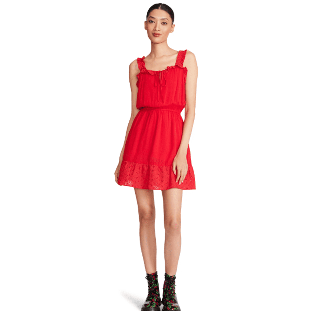 Luv Betsey Johnson Women's Eyelet Ruffle Dress, True Red(Medium) - Walmart.com