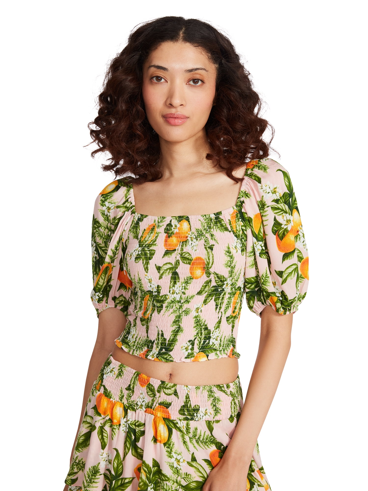 Luv Betsey By Betsey Johnson Women's Square Neck Smocked Top - Walmart.com