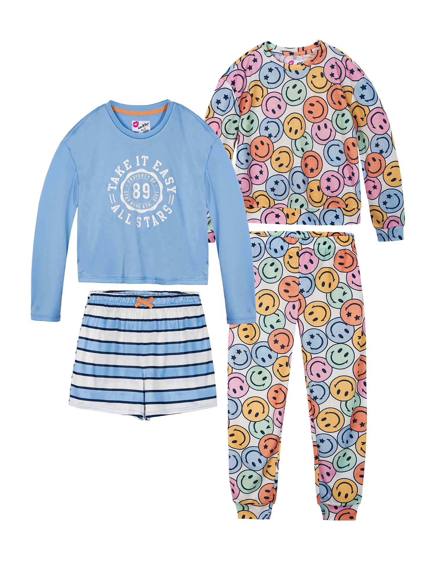 Luv Betsey Girls Pajama Set Sizes 4-18, 4-Piece, Floral or Blue ...