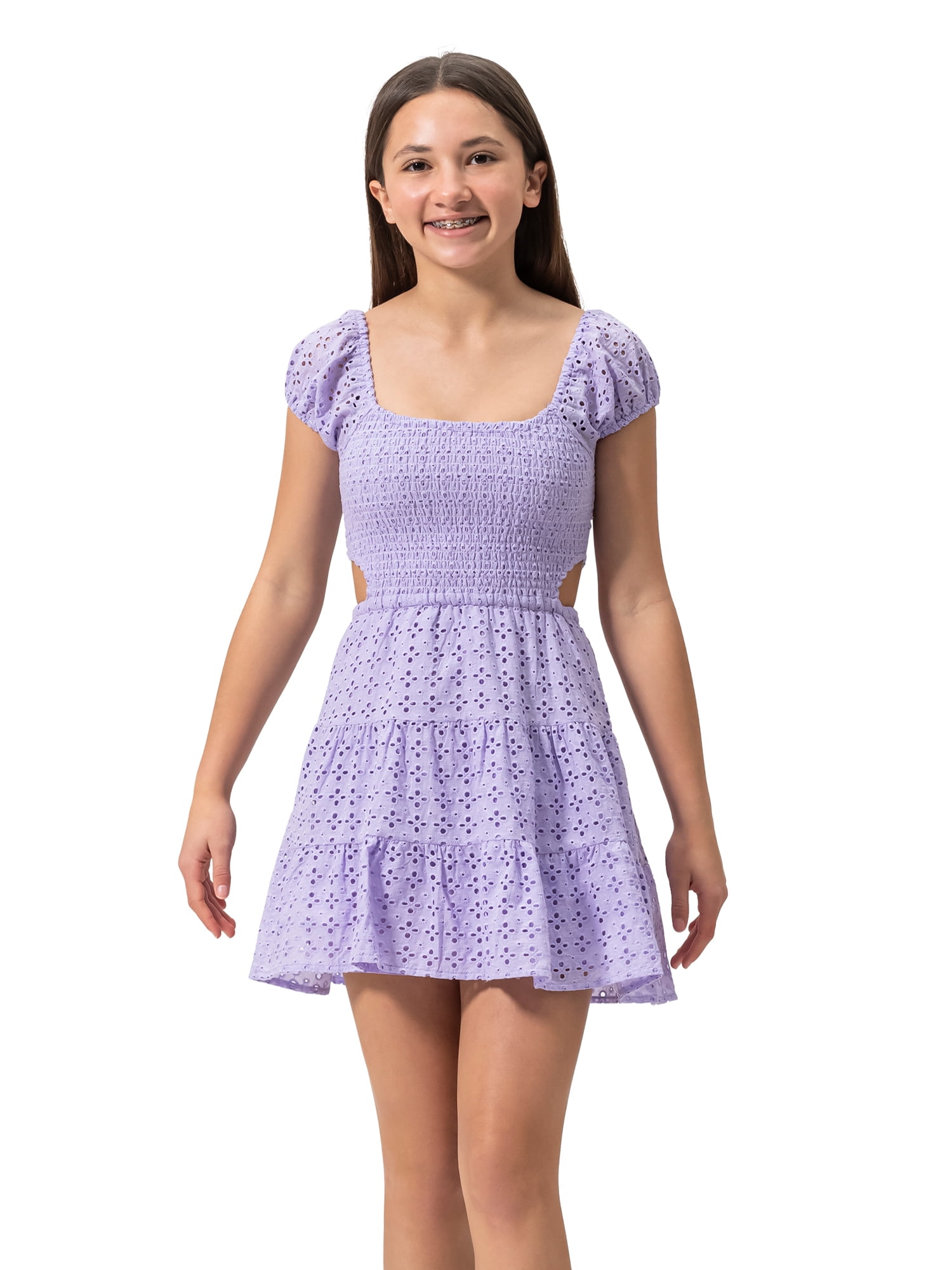 Luv Betsey Girls Eyelet Dress with Cut Outs, Sizes 7-16 - Walmart.com