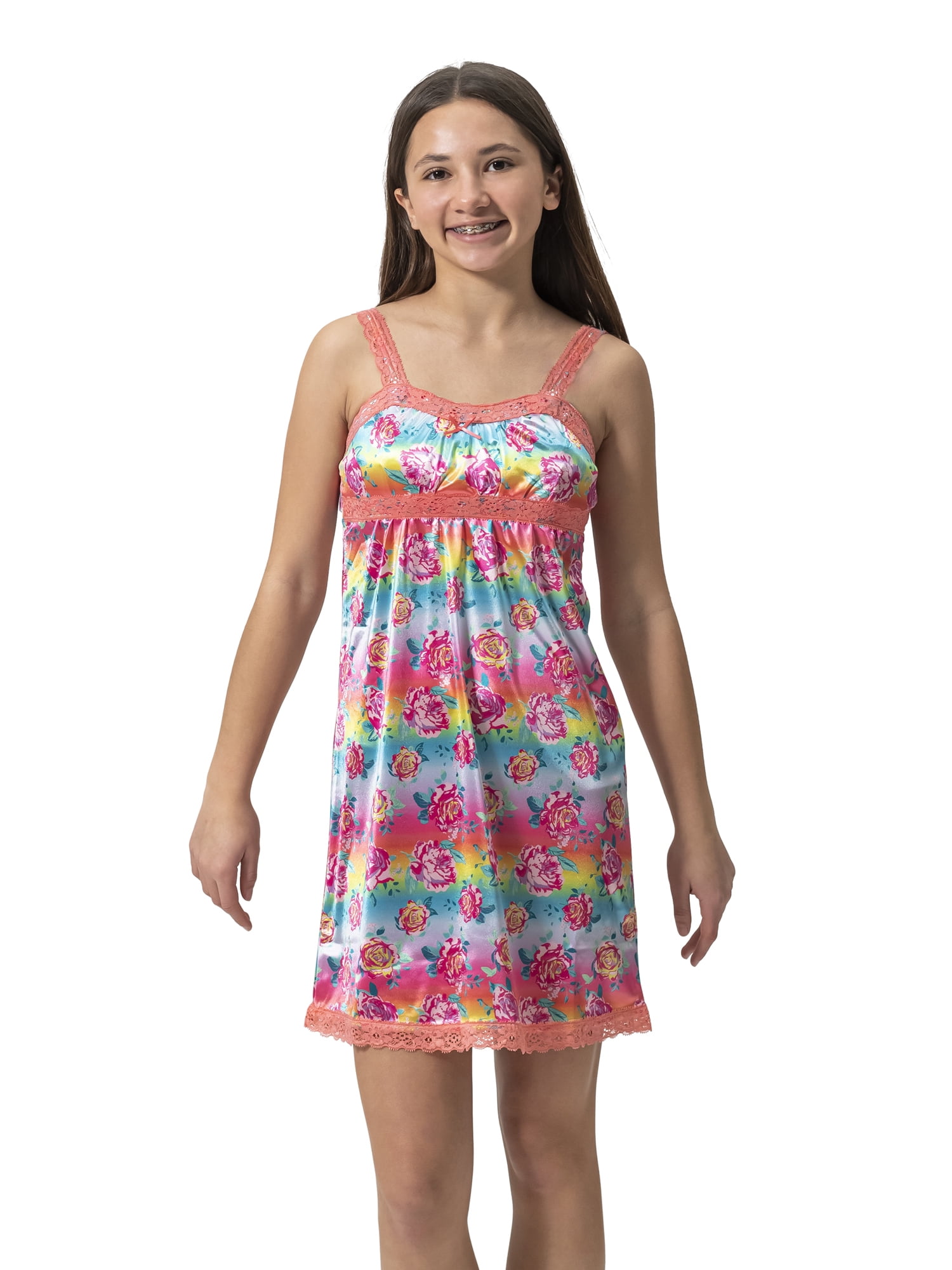 Luv Betsey Girls Printed Slip Dress - Lace Trim & Adjustable Straps ...