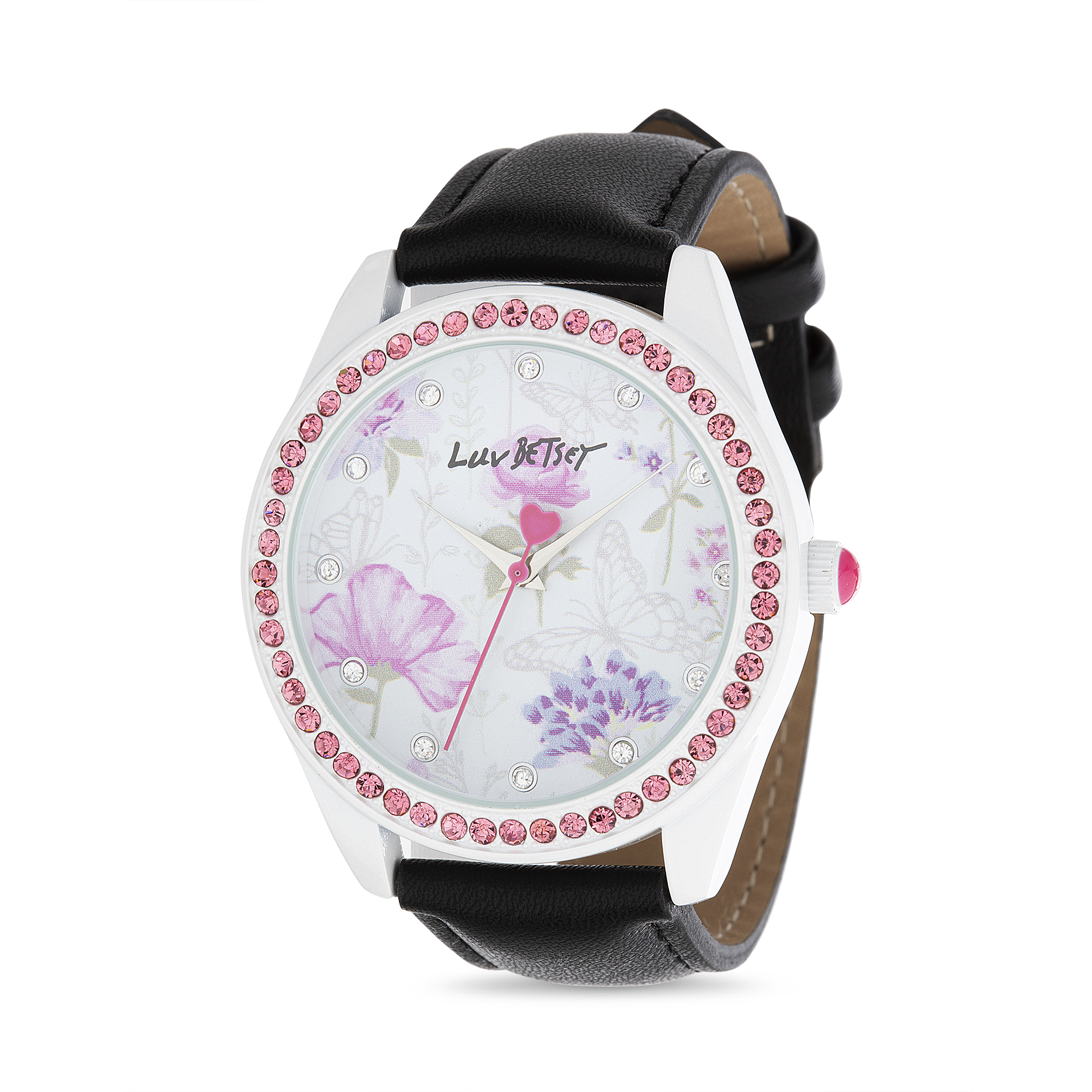 Ladies Chisel Rose IP-plated Floral Dial White Strap Watch - Walmart.com