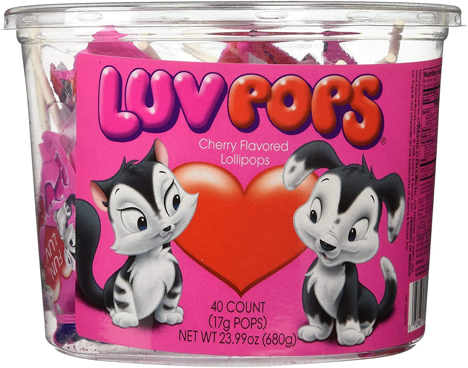 Luv Pops Cherry Heart Shaped Lollipops, Individually Wrapped, 40 Count ...