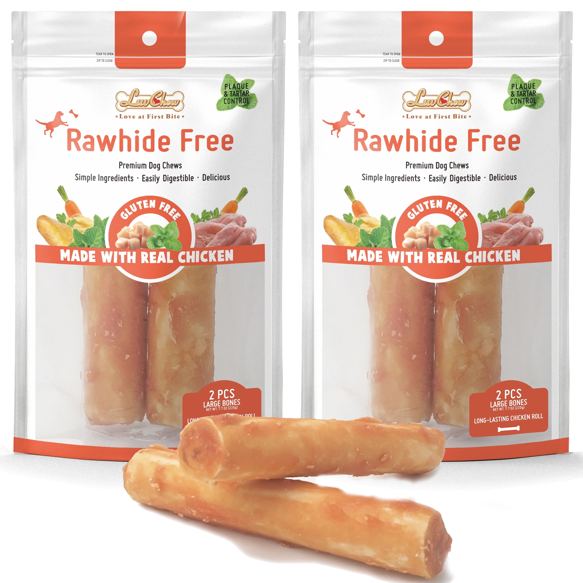 LuvChew Premium Rawhide Free Chicken Dog Chew Treats - Chicken ...