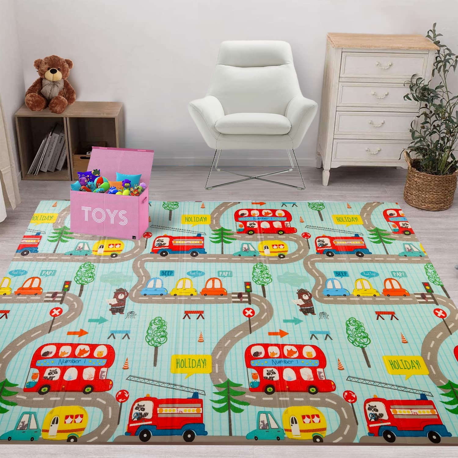 LuvLap Cityscape Double Sided Water Proof Baby Play Mat, Multicolor ...