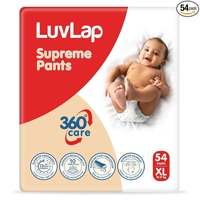 BabyGlow Supreme Diapers Extra Large (XL), 54 Count, 360° Skin Care ...